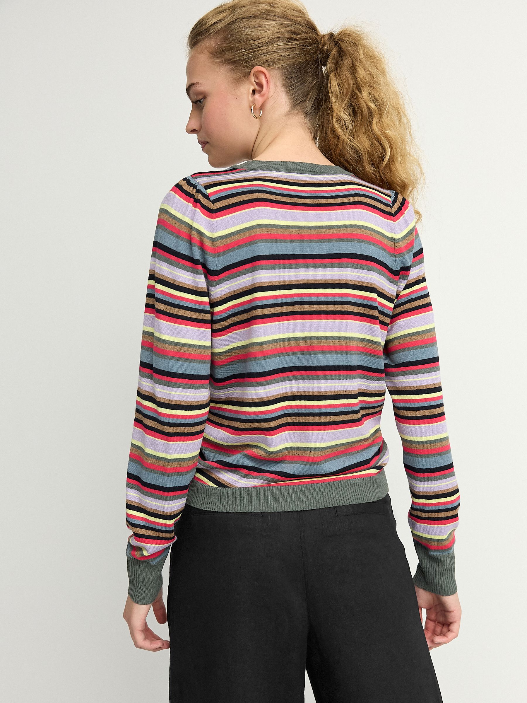 Buy Multi Bright Stripe Crew Neck Long Sleeve Pattern Knitted Jumper ...