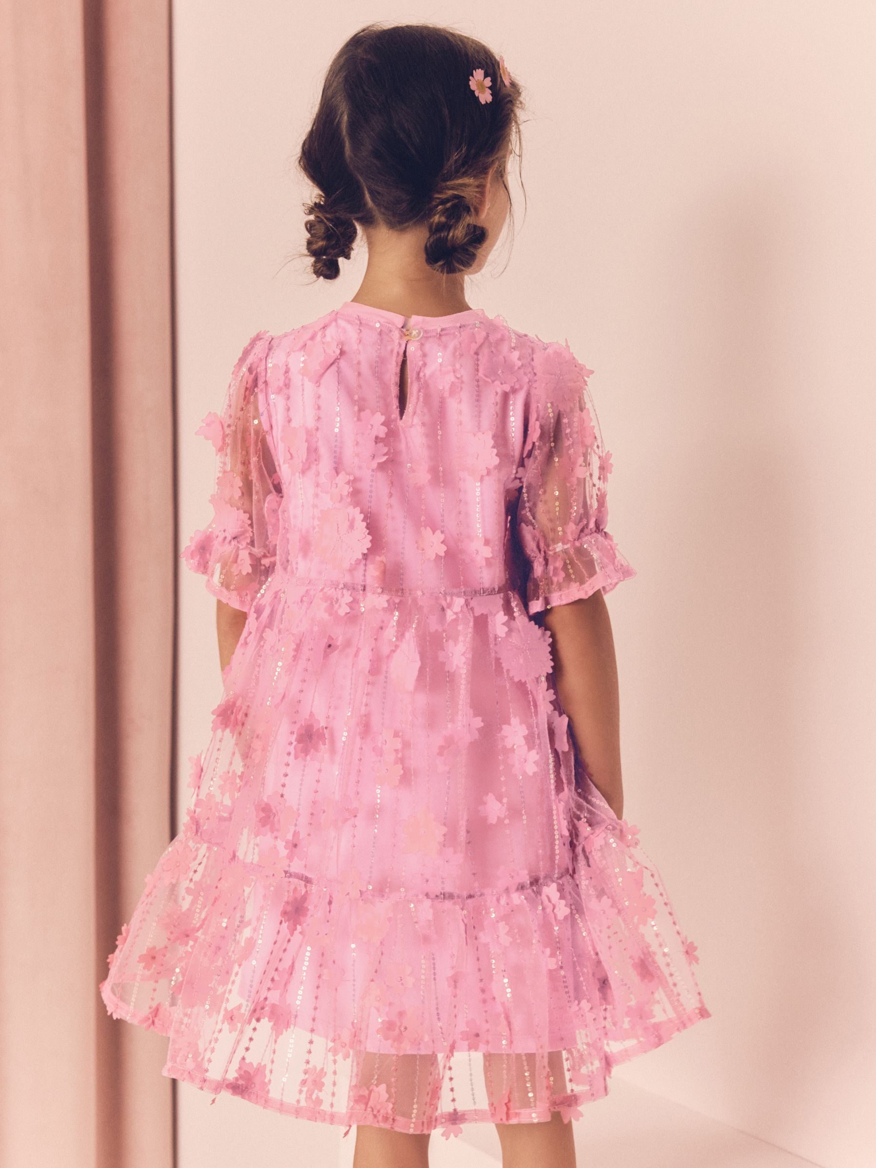 Buy Pink Mesh Flower Sequin Party Dress (3-16yrs) from Next Portugal