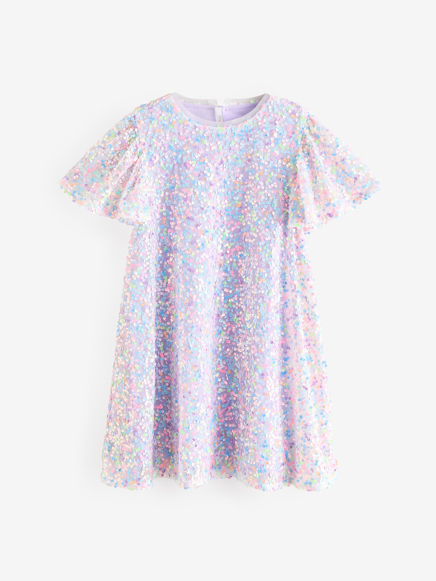 Buy Lilac Purple Sparkle Angel Sleeve Sequin Party Dress (3-16yrs) from ...