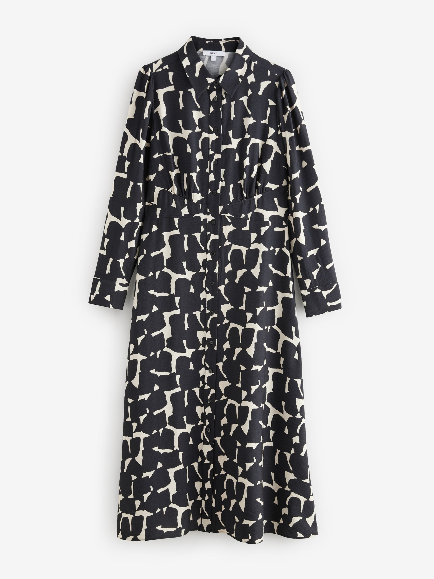 Buy Black/White Geo Print Long Sleeves Midi Shirt Dress from Buy Black/White Geo Print Long Sleeves Midi Shirt Dress from