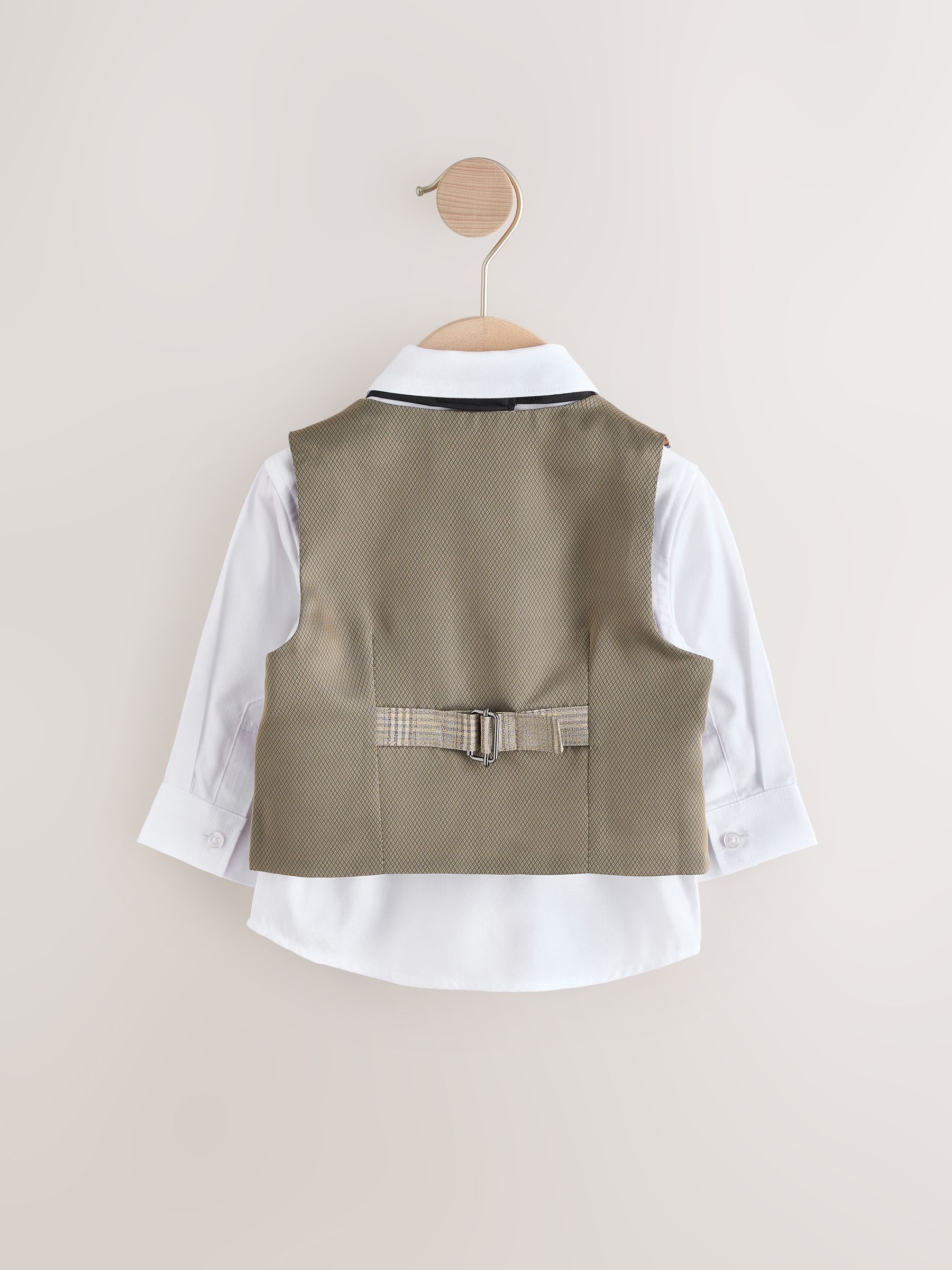 Buy Neutral Check Waistcoat Set With Shirt And Bow Tie (3mths-7yrs ...