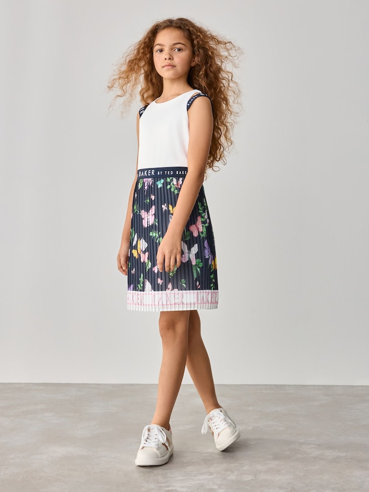 Buy Baker by Ted Baker Navy Floral Double Strap Chiffon Pleat Mockable ...