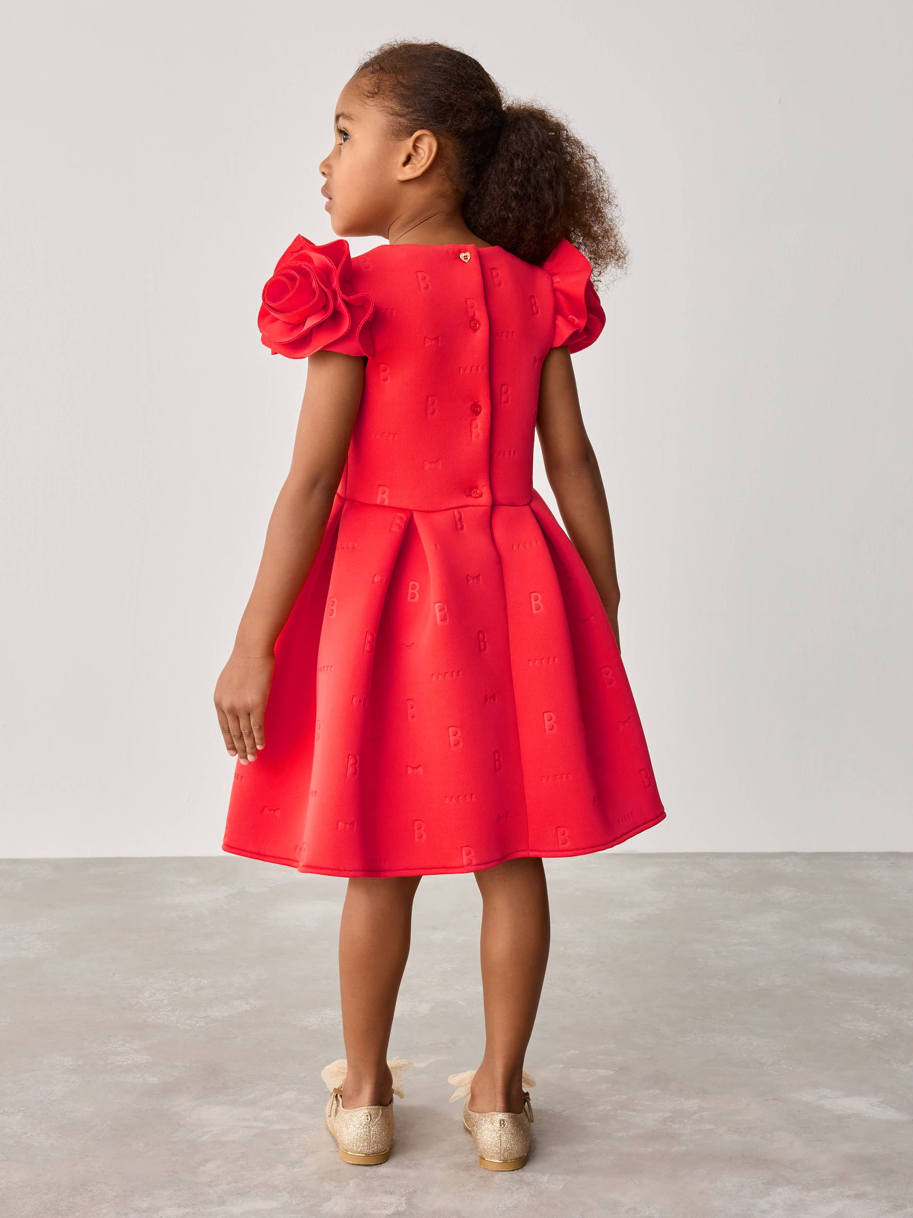 Buy Baker by Ted Baker Rose Sleeve Detail Embossed Scuba Dress from the ...