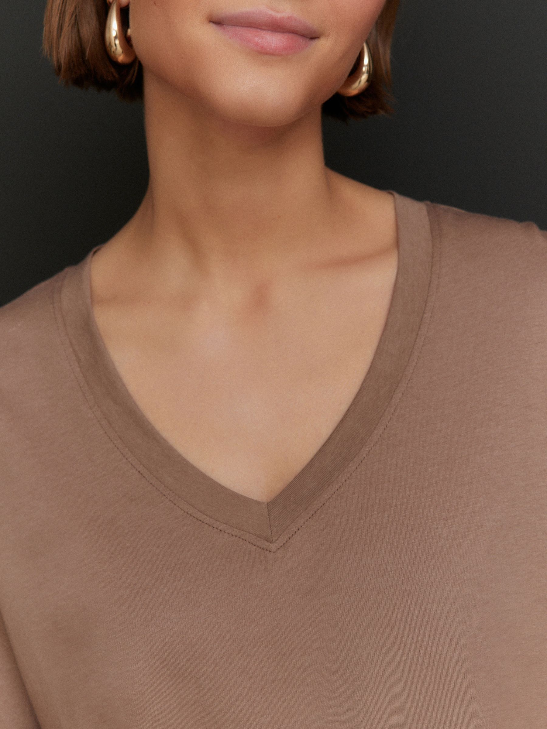 Buy Taupe Brown Cotton Modal Slouch V-Neck T-Shirt from the Next UK ...