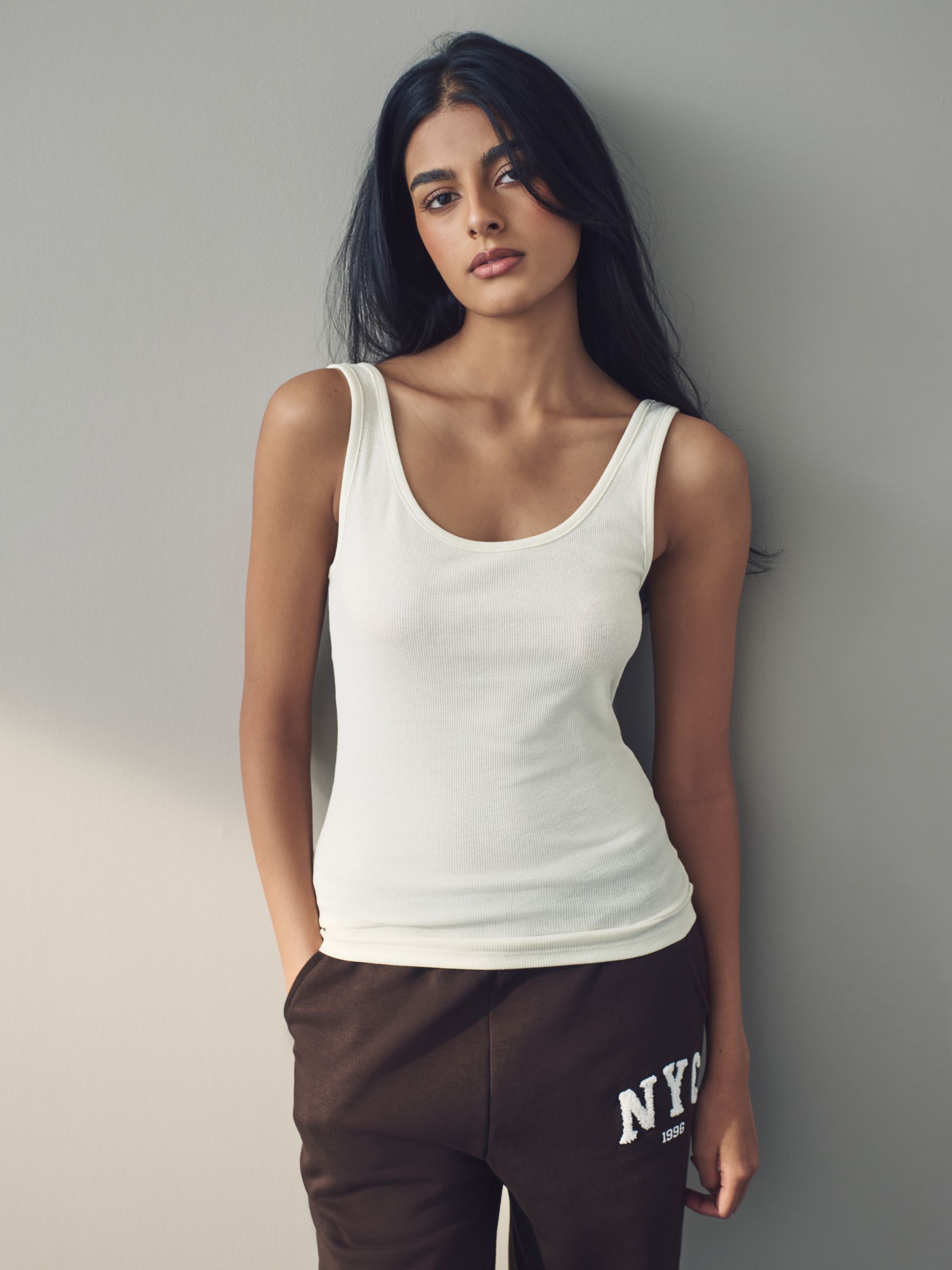 Buy Neutral Thick Strap Vests 3 Pack from the Next UK online shop