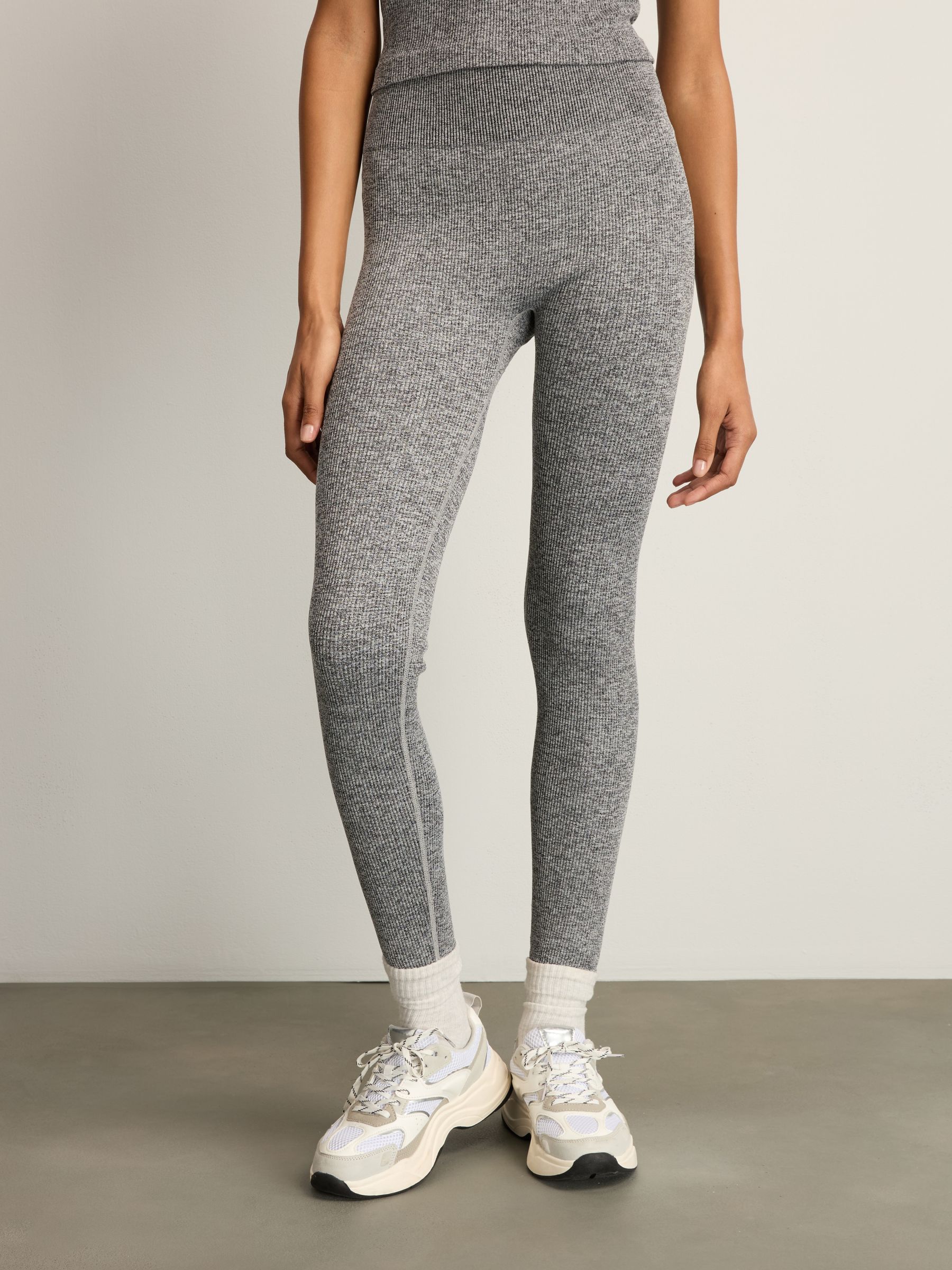 Buy Black/Grey Ribbed High Waist Leggings 2 Pack from the Next UK ...