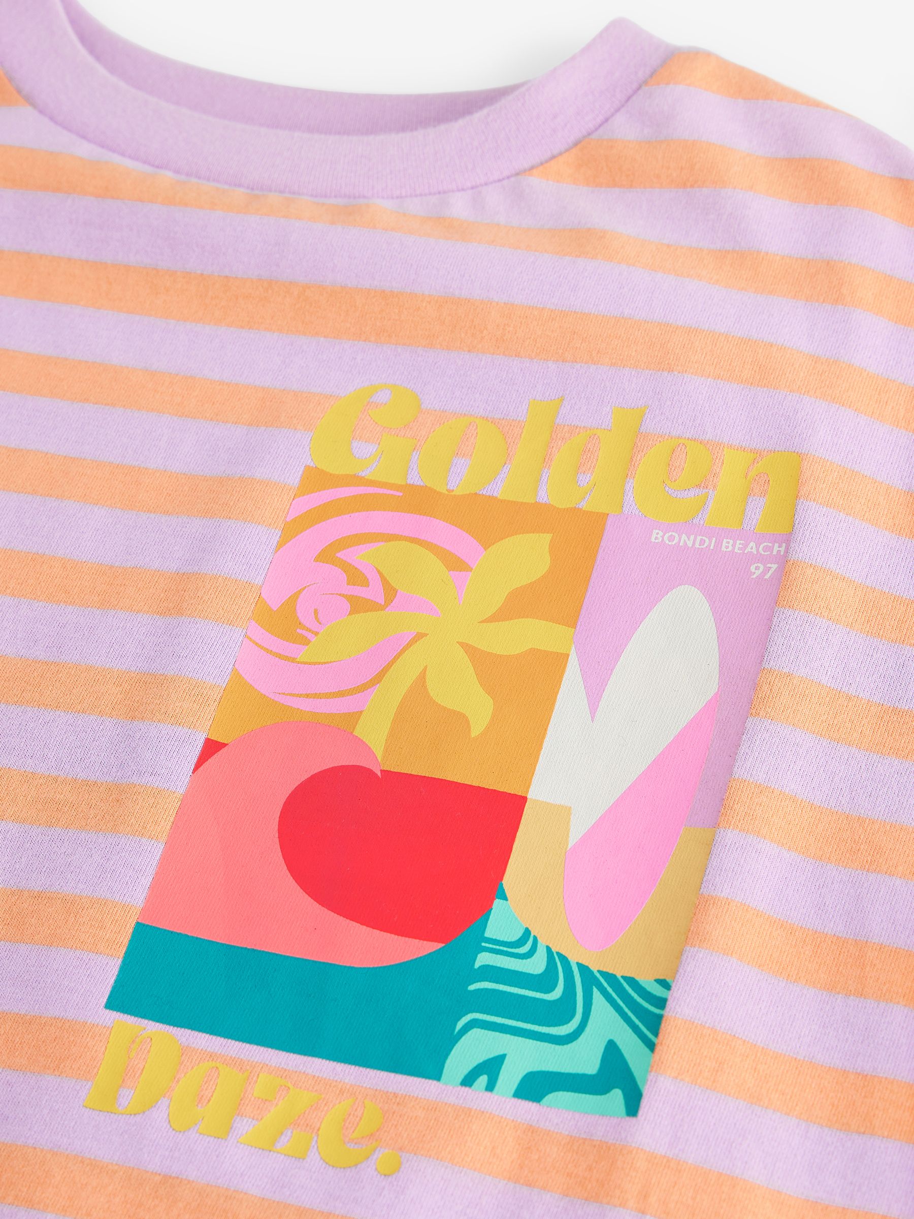 Buy Purple/Orange 100% Cotton Graphic Print T-Shirt (3-16yrs) from the ...