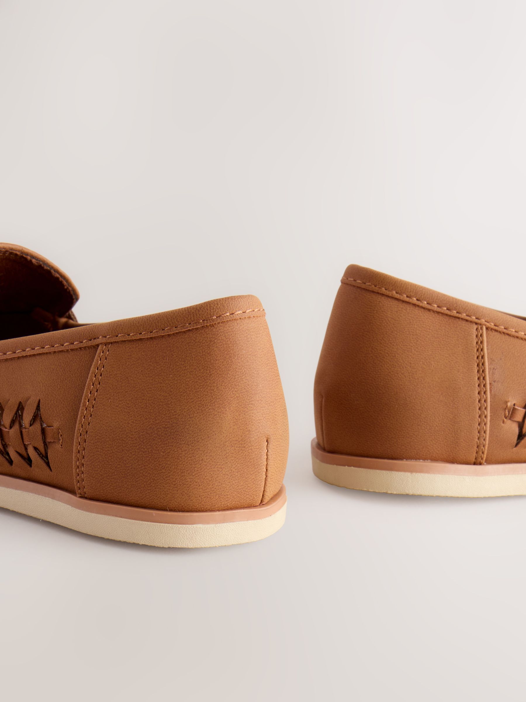 Buy Tan Brown Standard Fit (F) Woven Loafers from the Next UK online shop