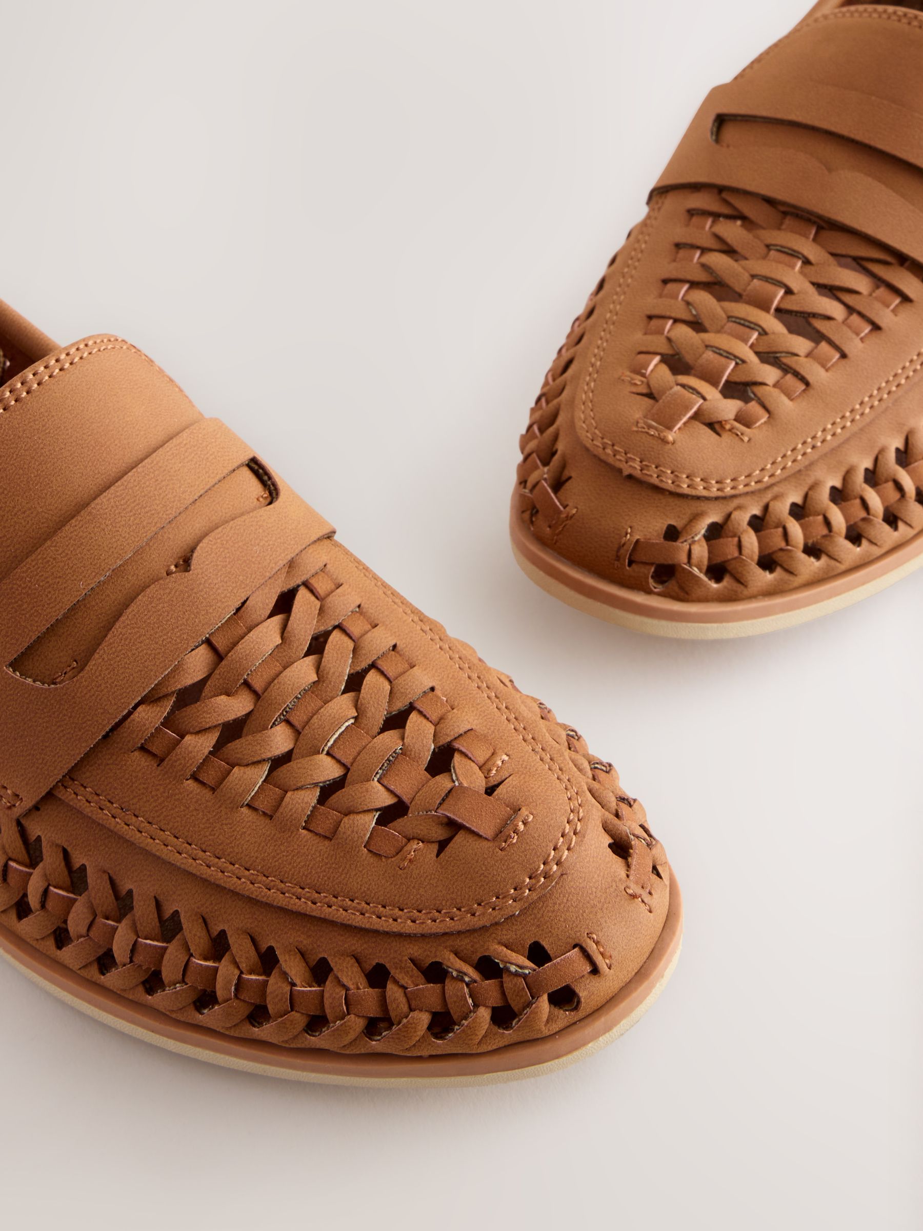 Buy Tan Brown Standard Fit (F) Woven Loafers from the Next UK online shop