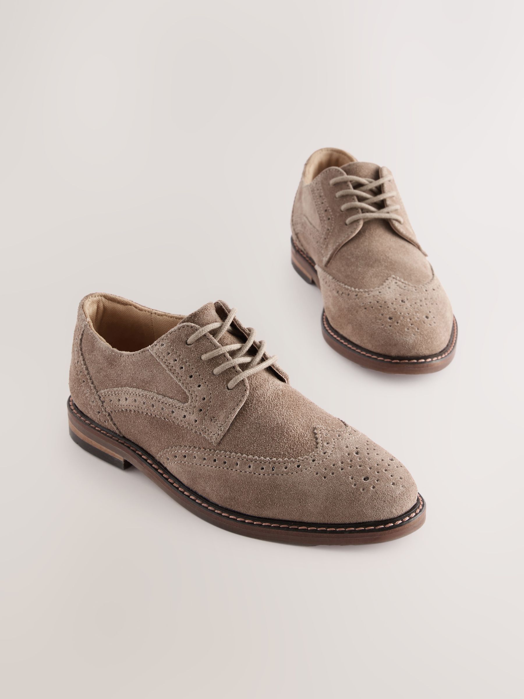 Buy Neutral Suede Suede Brogue Shoes from the Next UK online shop