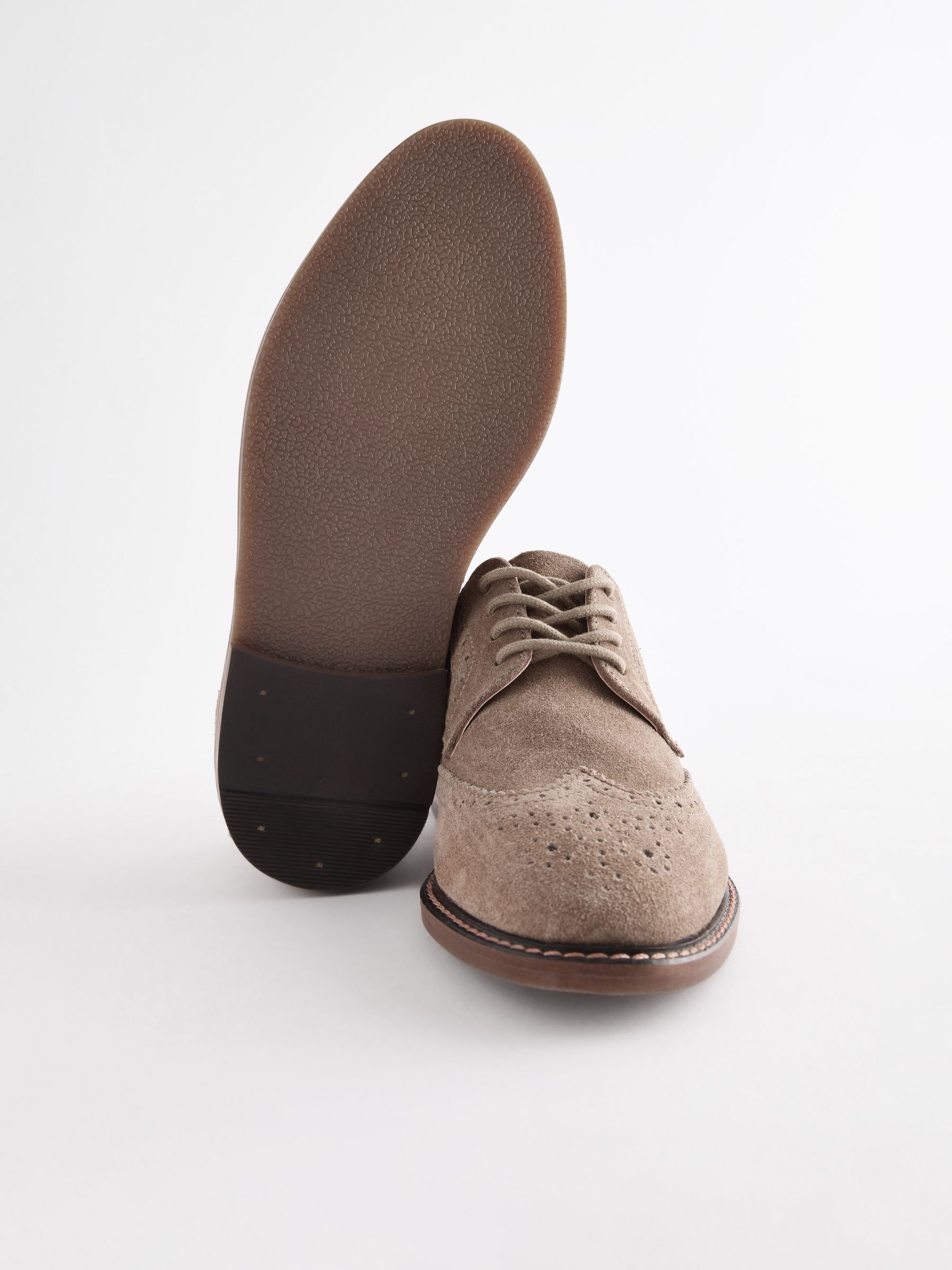 Buy Neutral Suede Suede Brogue Shoes from the Next UK online shop