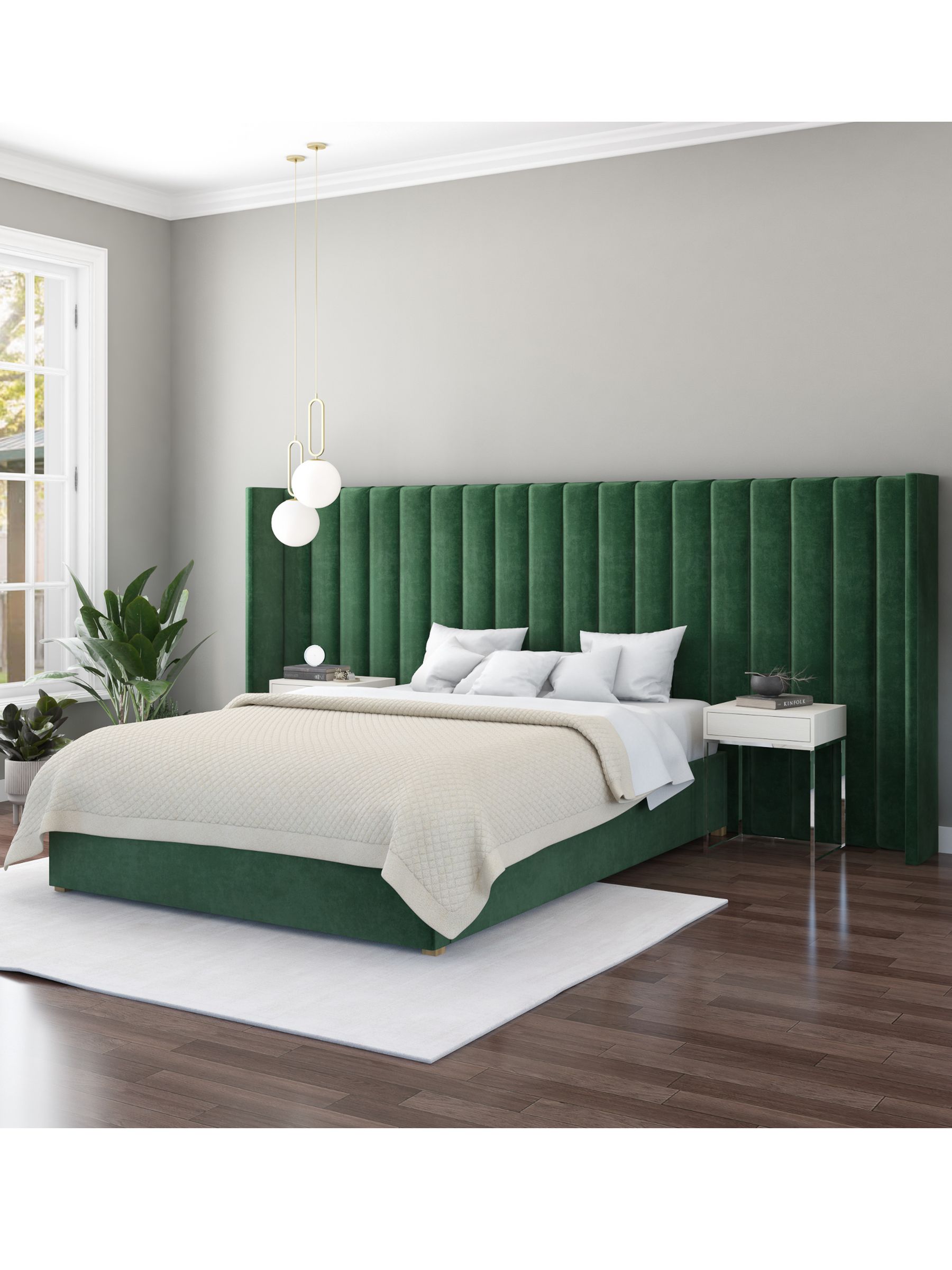Buy Aspire Furniture Forest Green Grandeur Wing Velvet Headboard from the Next UK online shop