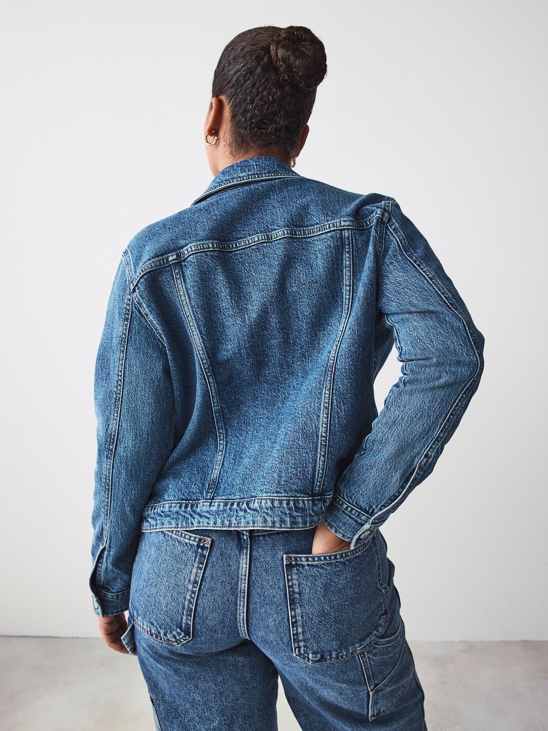 Buy Dark Blue Fuller Bust Fitted Denim Jacket from the Next UK online shop