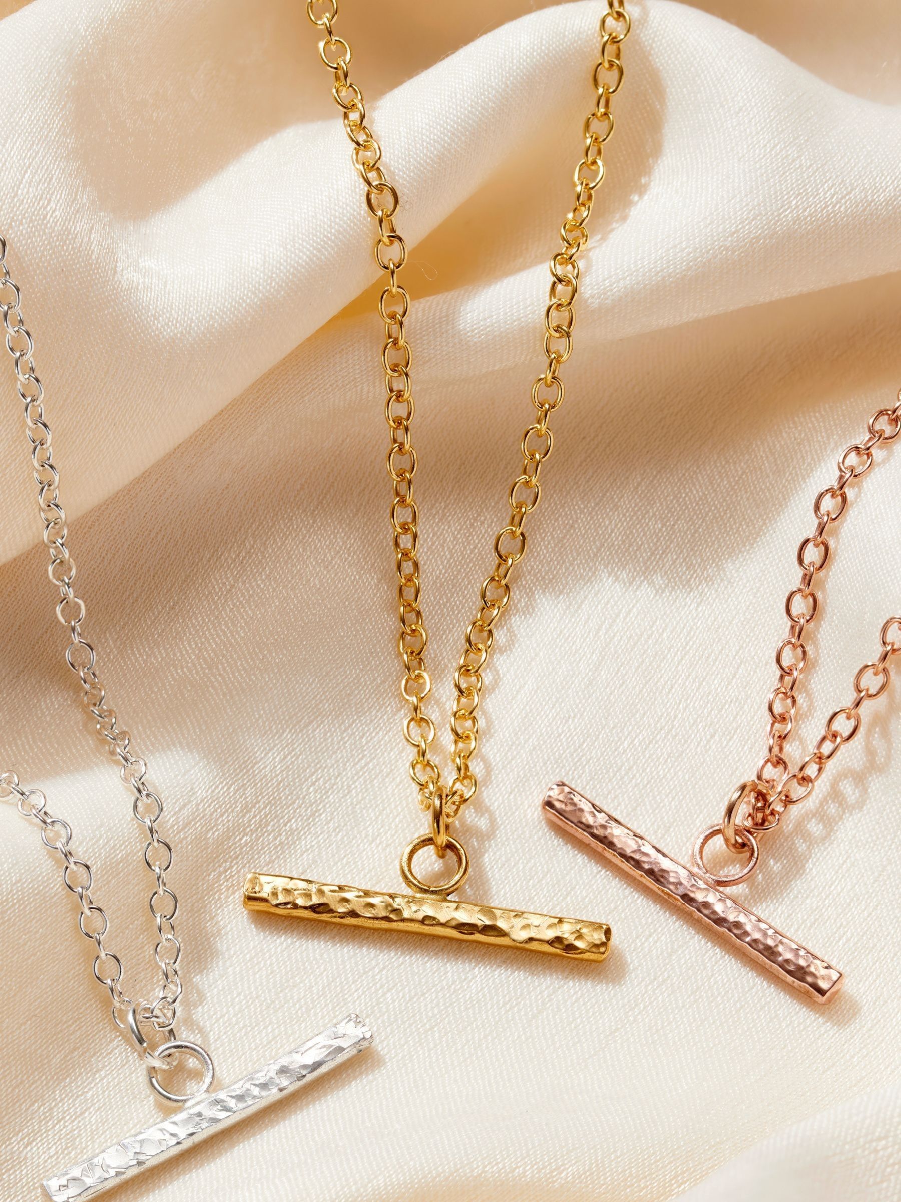 Buy Personalised Textured T Bar Necklace By Posh Totty Designs from the ...