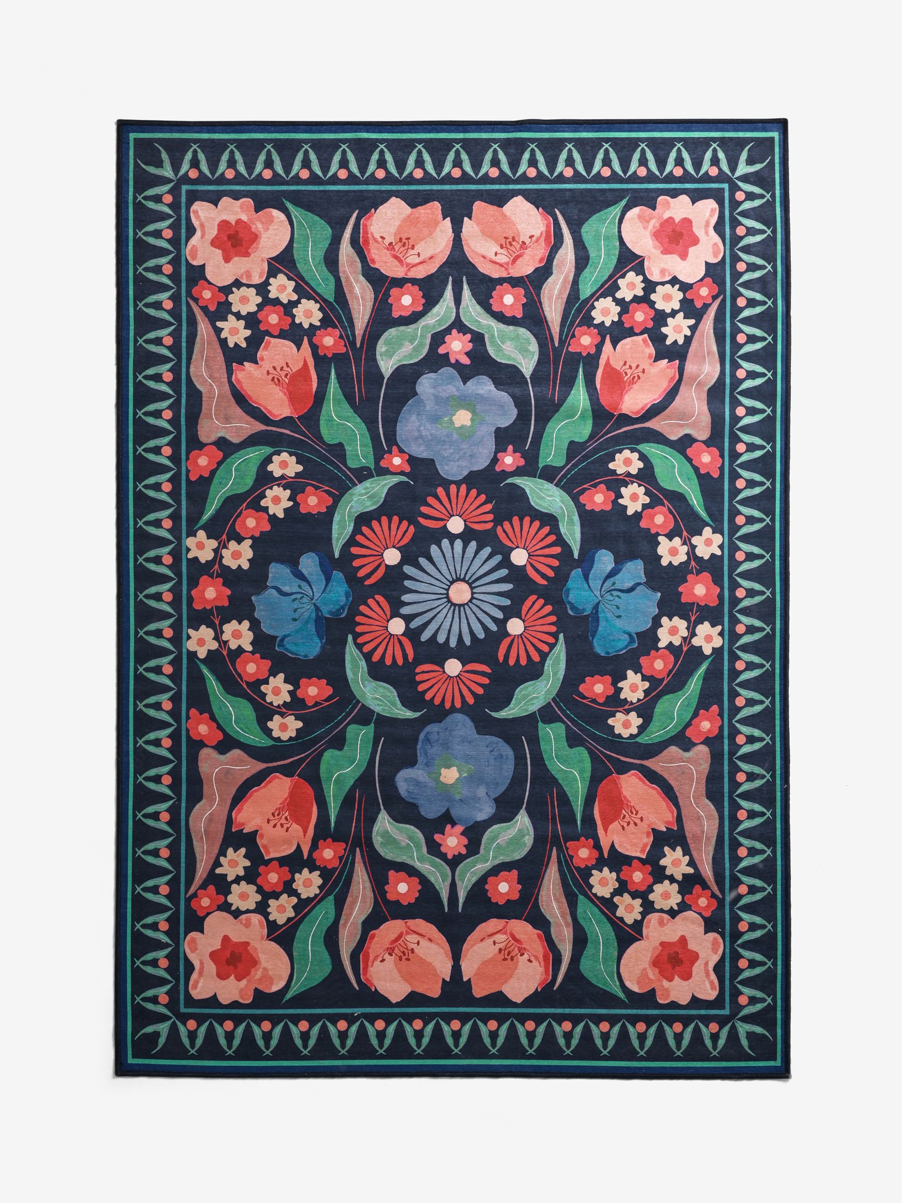 Buy Blue Washable Bettie Floral Rug from the Next UK online shop