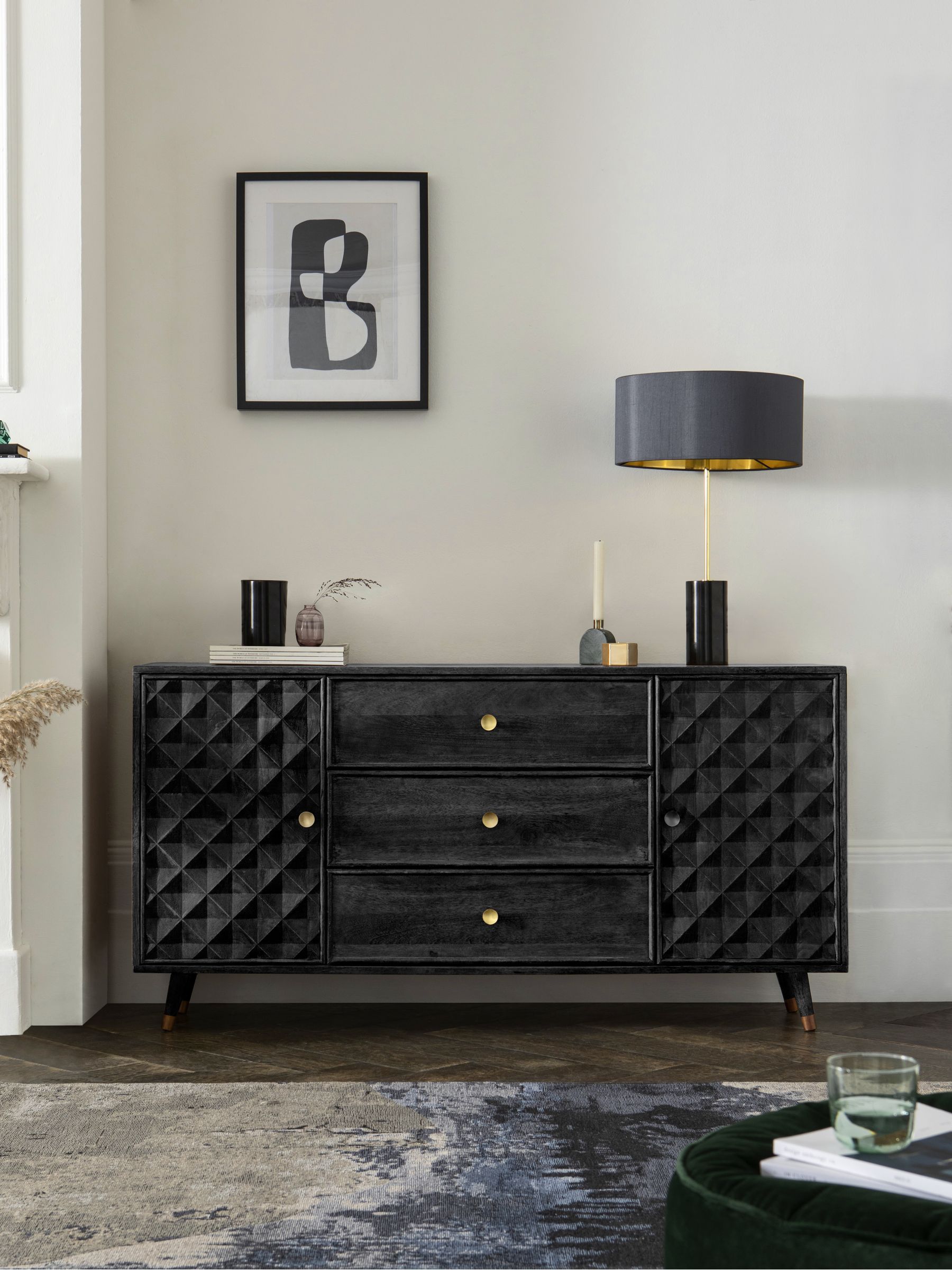 Buy Black Lloyd Mango Wood Large Sideboard from the Next UK online shop