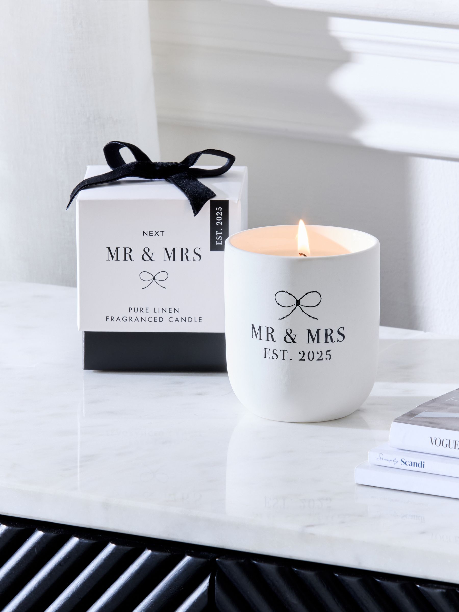 Buy Pure Linen Mr and Mrs Est 2025 Wedding Single Scented Candle from ...
