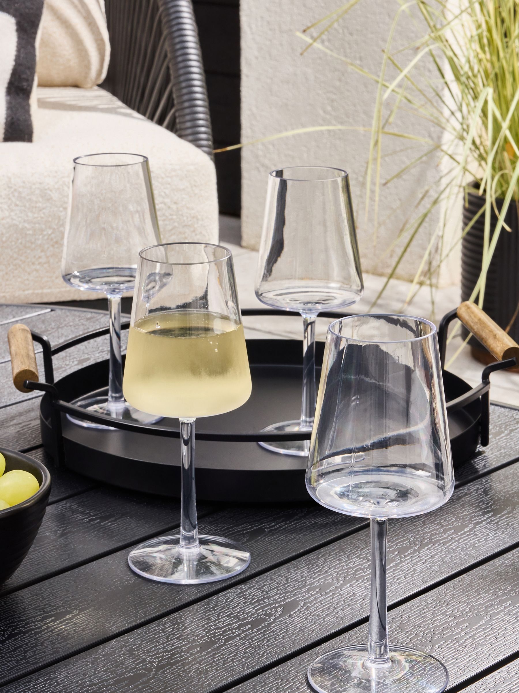 Buy Clear Angular Plastic Picnic Set of 4 Wine Glasses from the Next UK ...