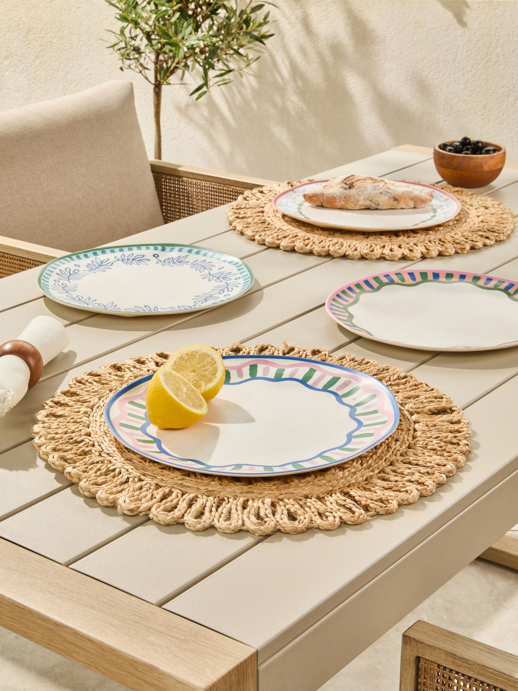 Buy Multi Mediterranean Picnic Dinnerware Set of 4 Dinner Plates from ...