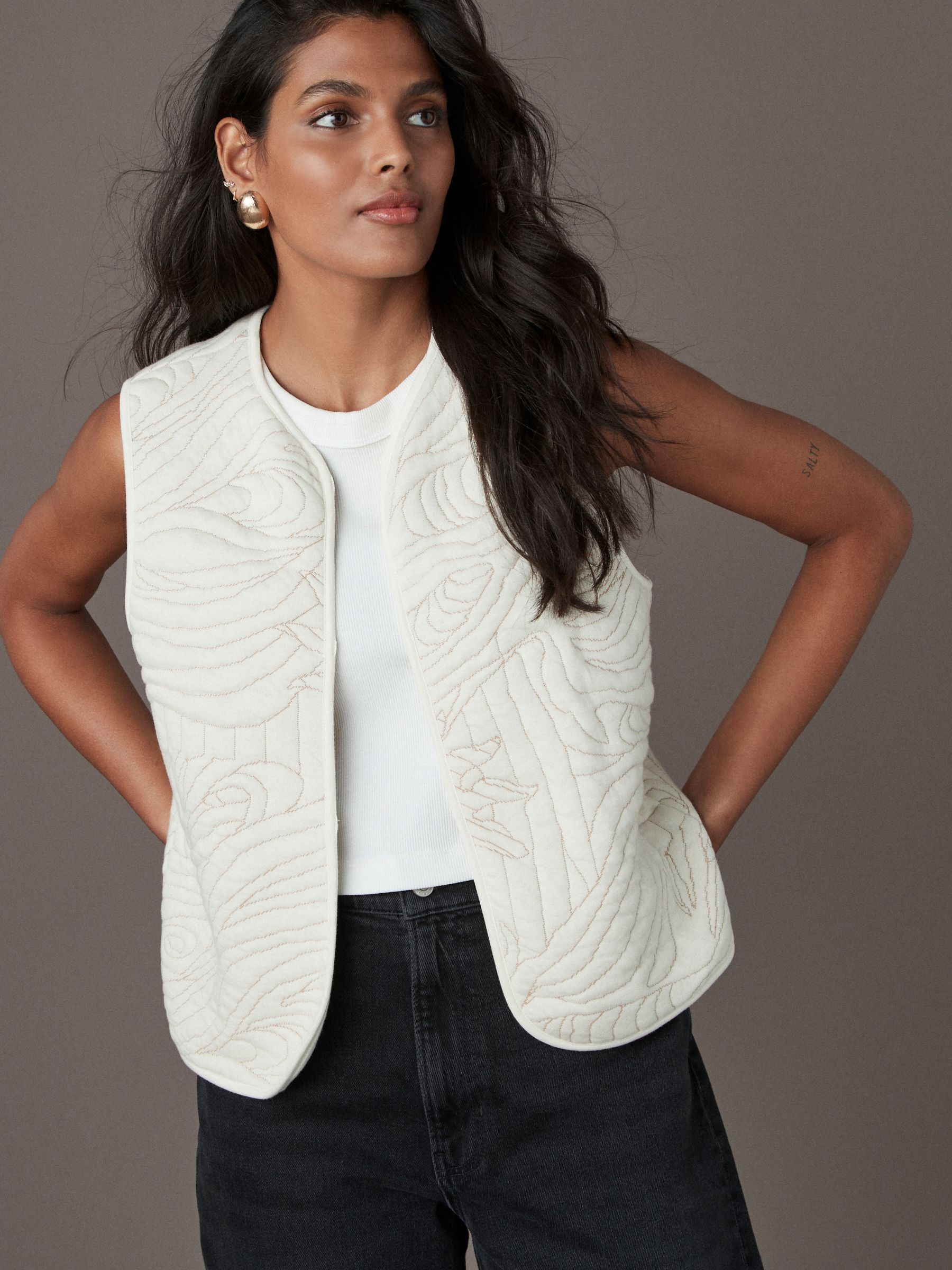 Buy Ecru Quilted Pattern Stitch Jersey Gilet from the Next UK online shop
