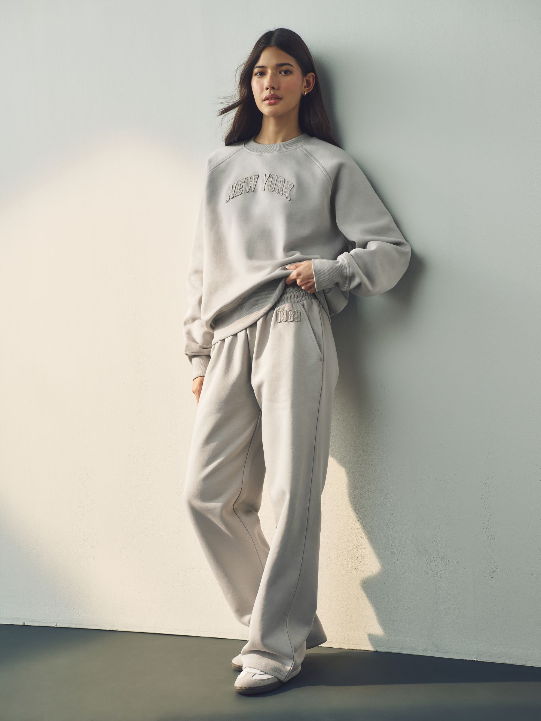 Buy French Grey Wide Leg Tonal City Graphic Joggers from the Next UK ...