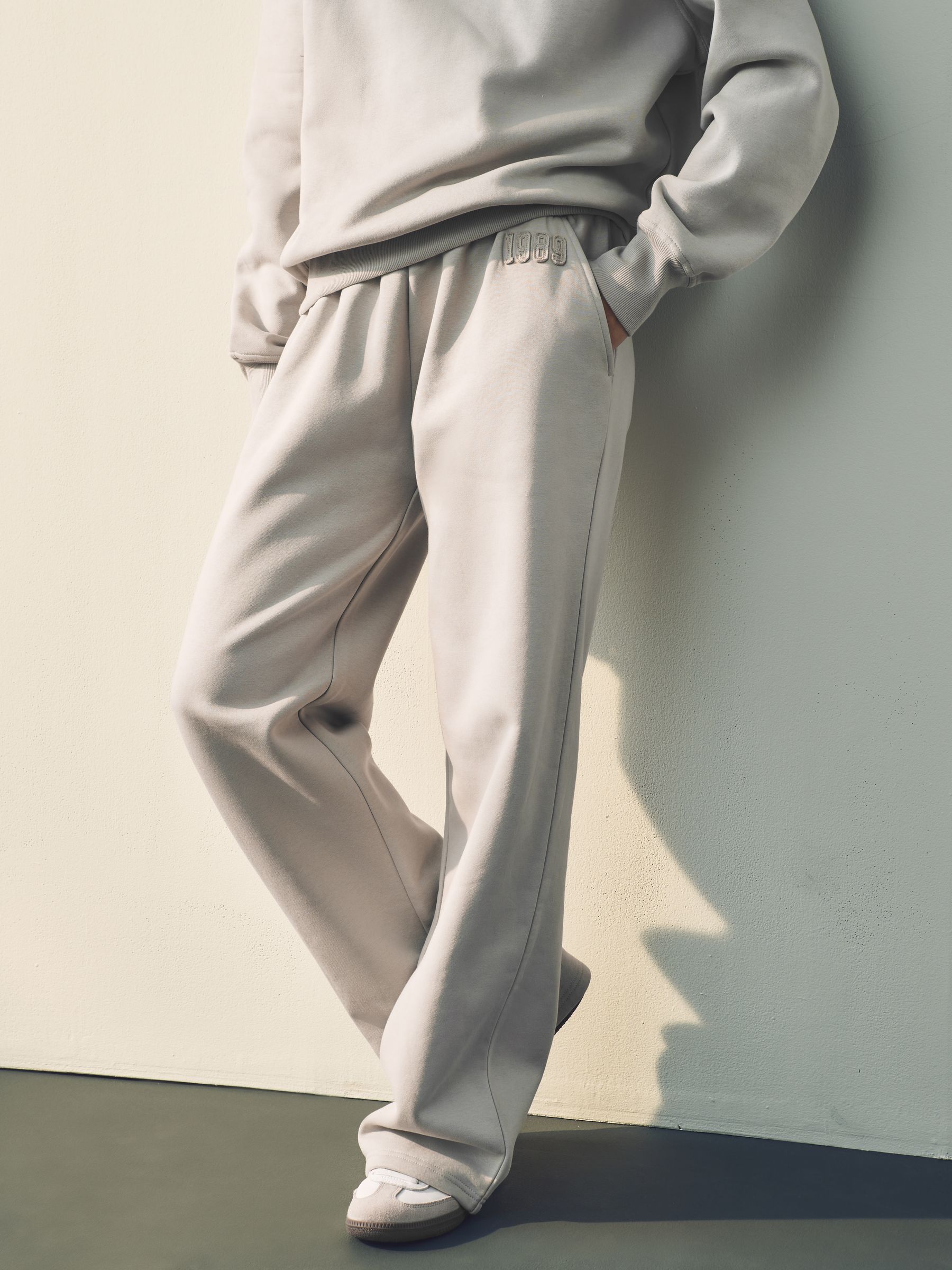 Buy French Grey Wide Leg Tonal City Graphic Joggers from the Next UK ...