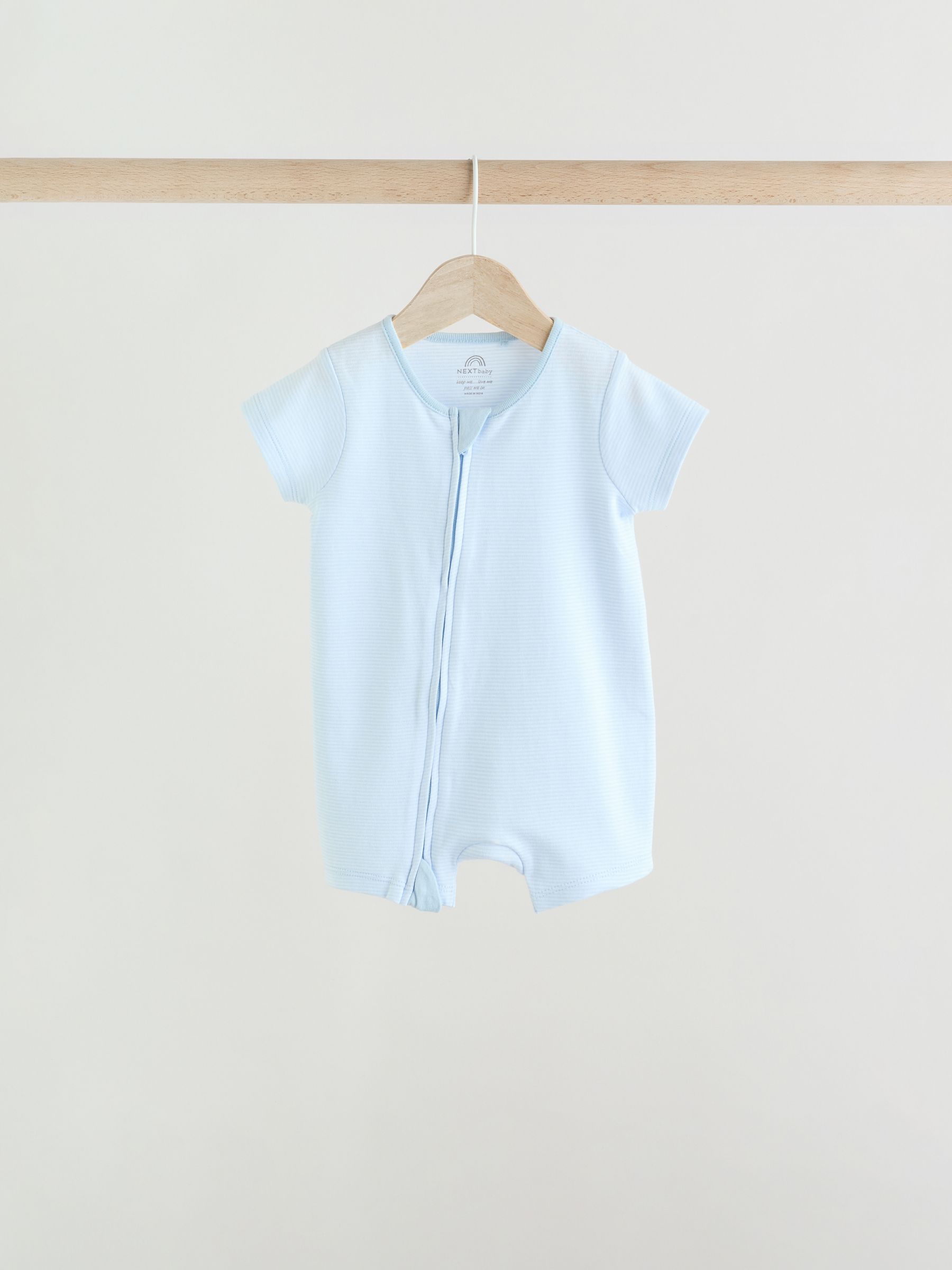 Buy Blue Two Way Zip Baby Rompers 3 Pack (0mths-3yrs) from the Next UK ...