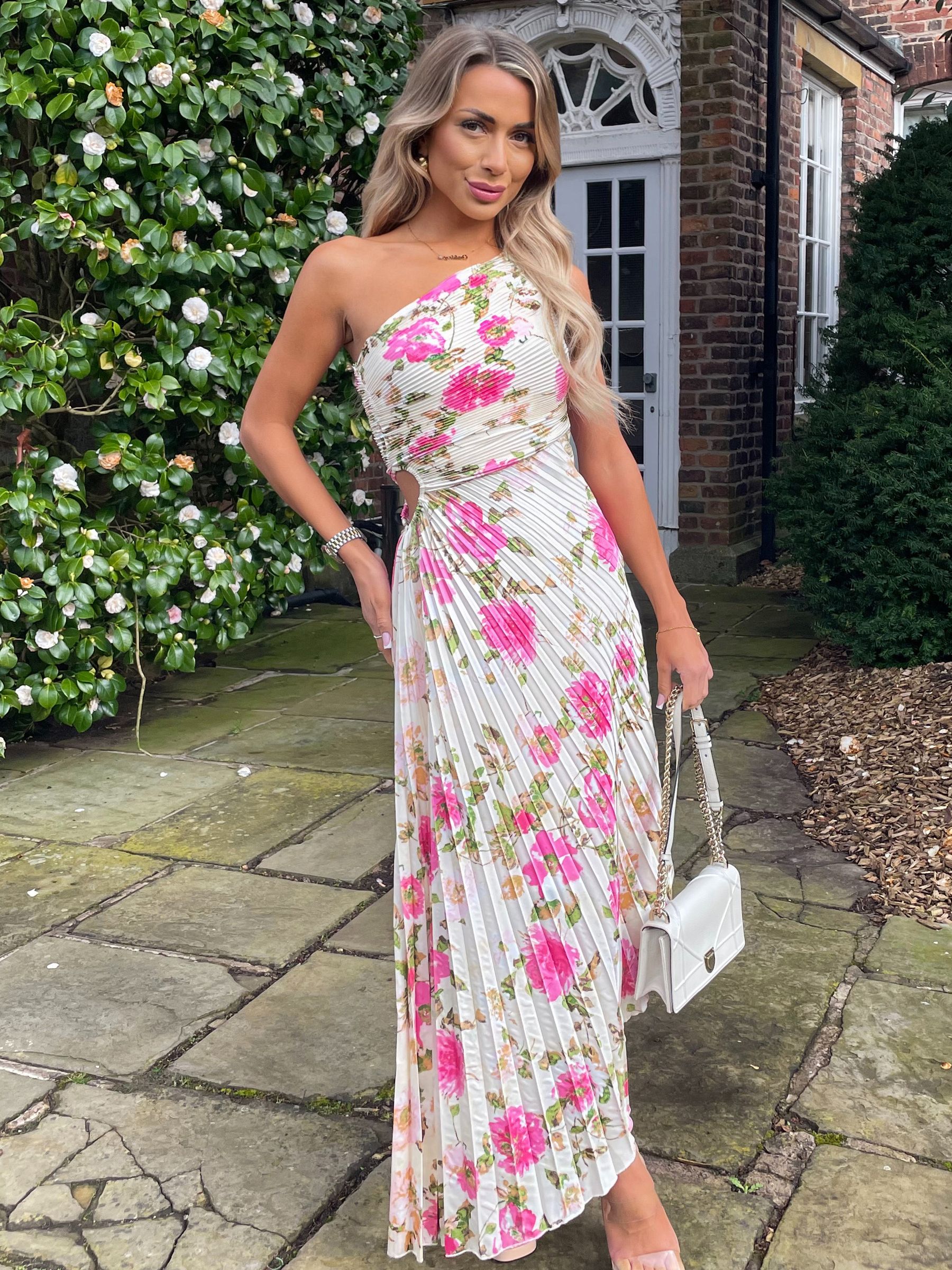 Buy AX Paris One Shoulder Cut Out Pleated Midi Dress from the Next UK ...