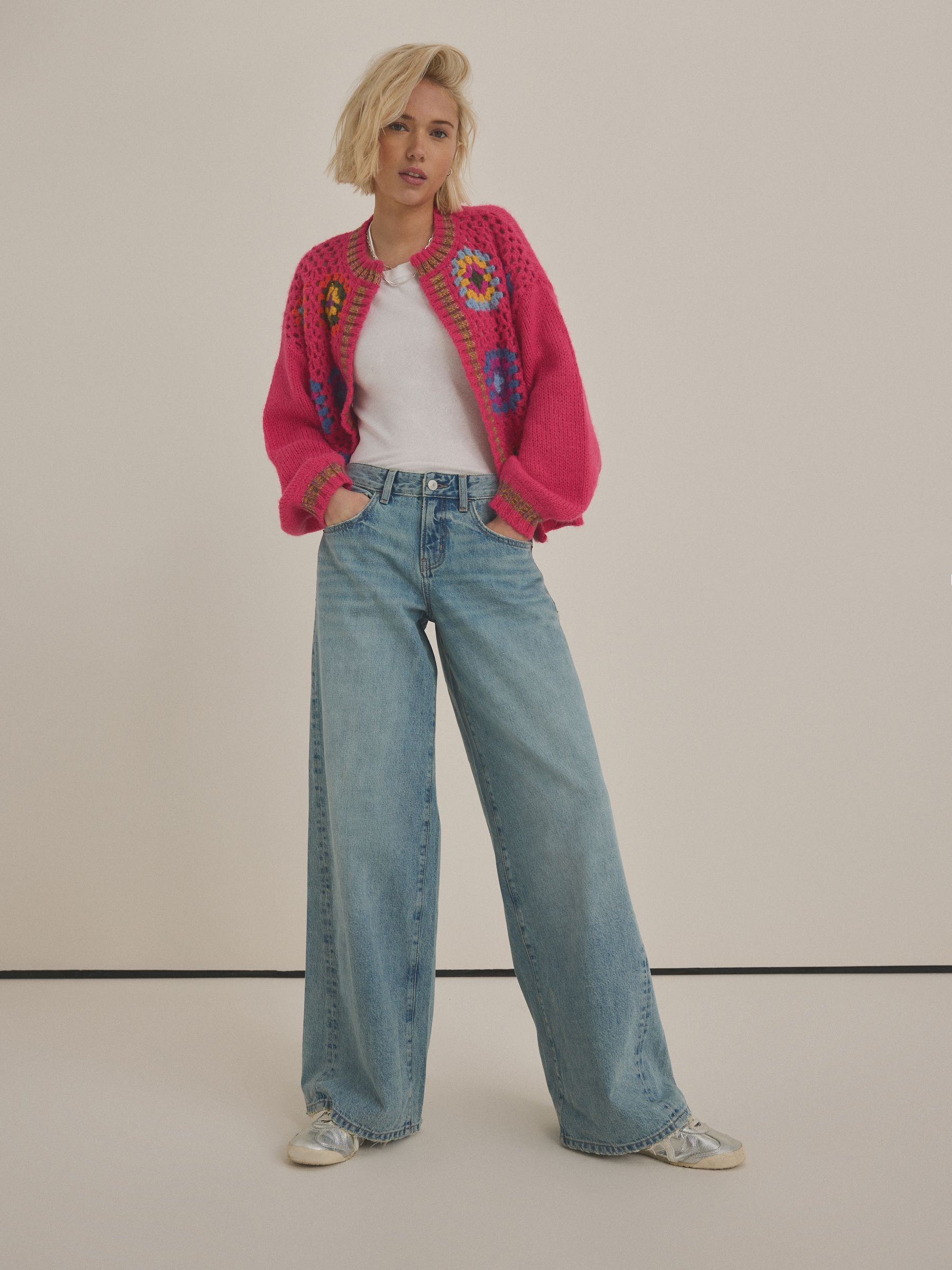Buy Bleach Superwide Leg 100% Cotton Jeans from the Next UK online shop