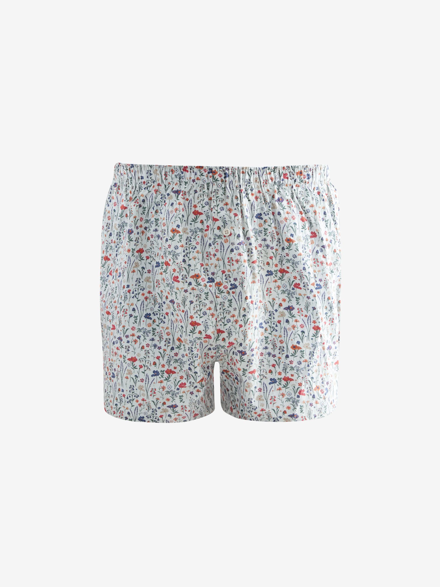 Buy Blue/White/Green Floral 4 pack Woven Pure Boxers from the Next UK ...