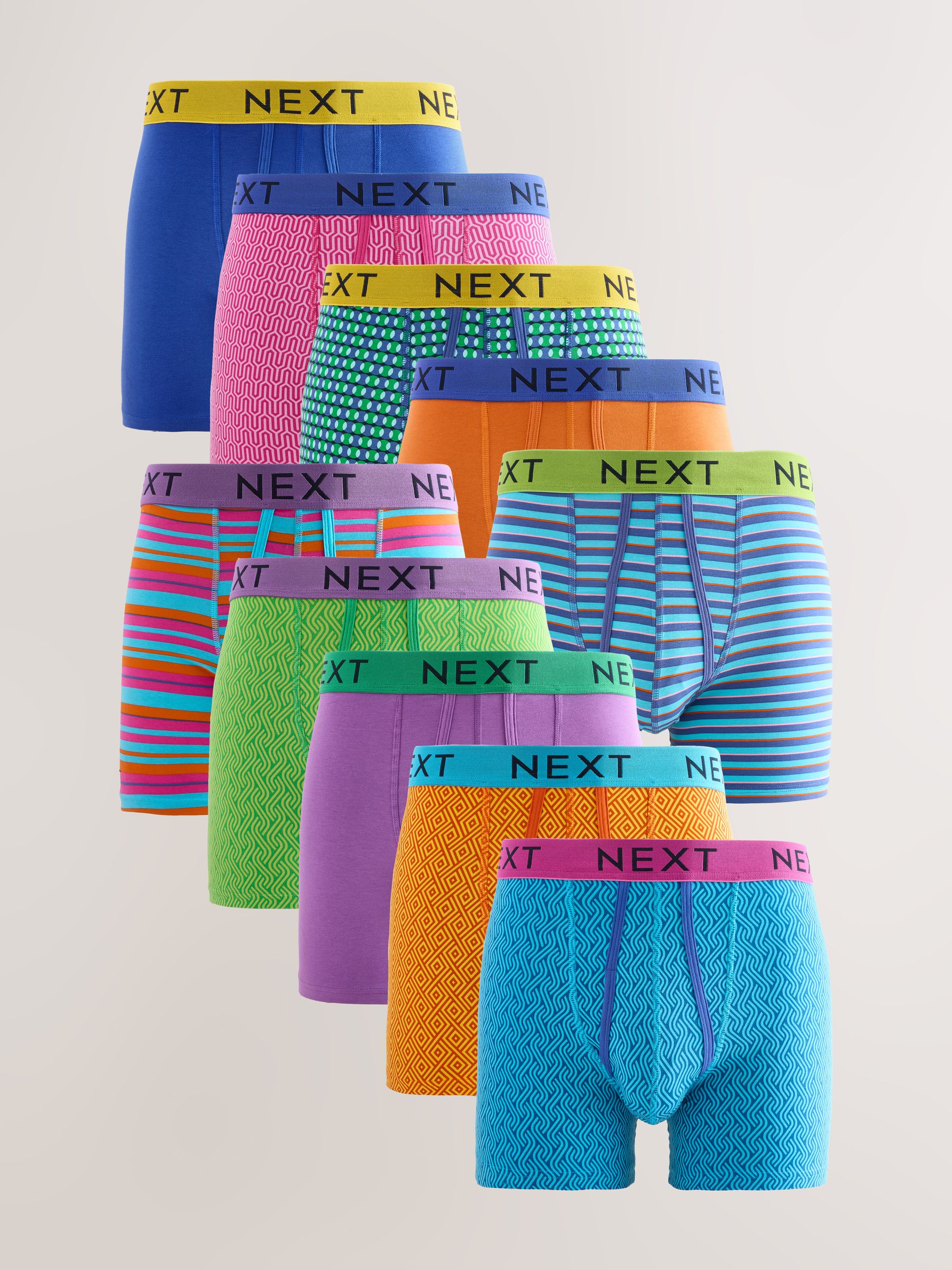 Buy Bright Blue/Orange Spot 10 pack A-Front Boxers from the Next UK ...