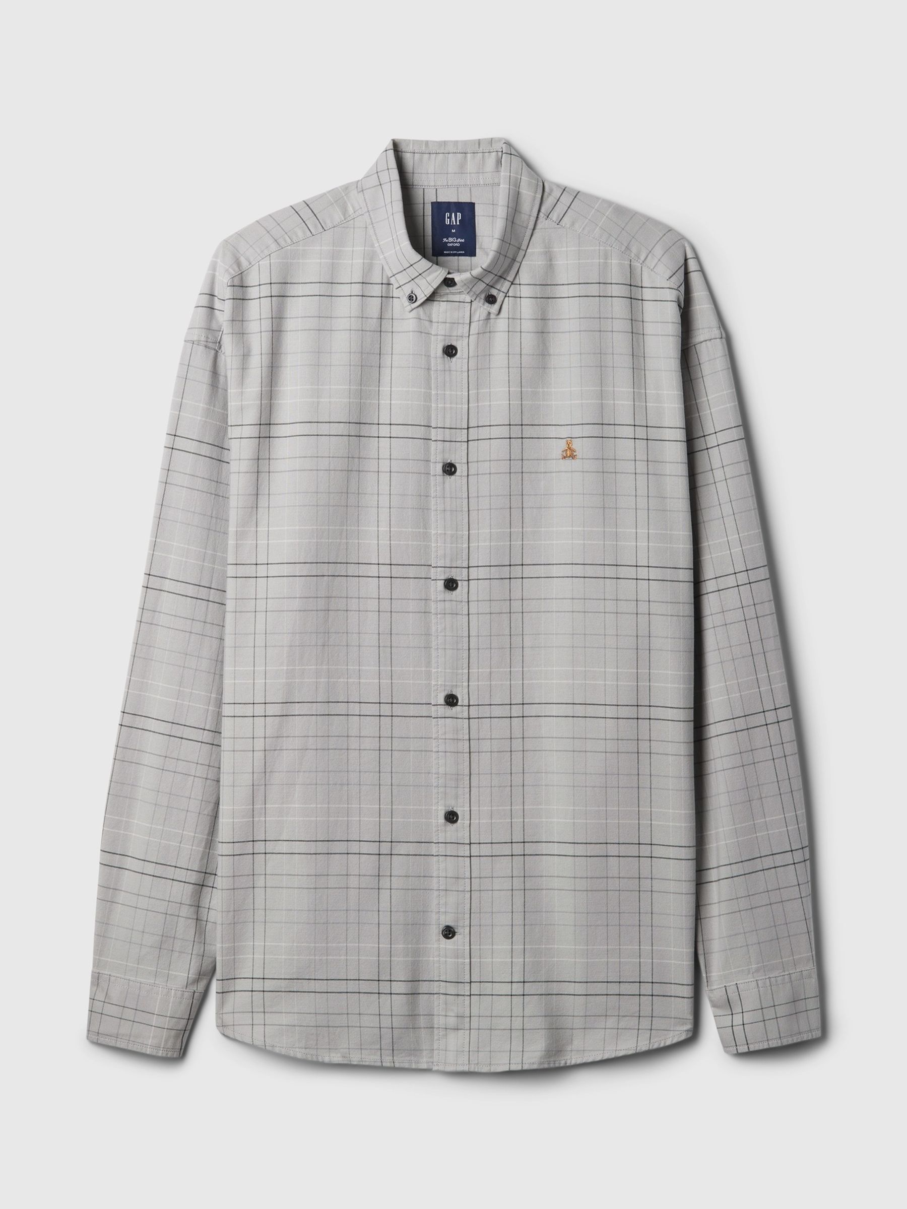 Buy Gap Light Grey Check Bear Long Sleeve Oxford Shirt from the Next UK ...