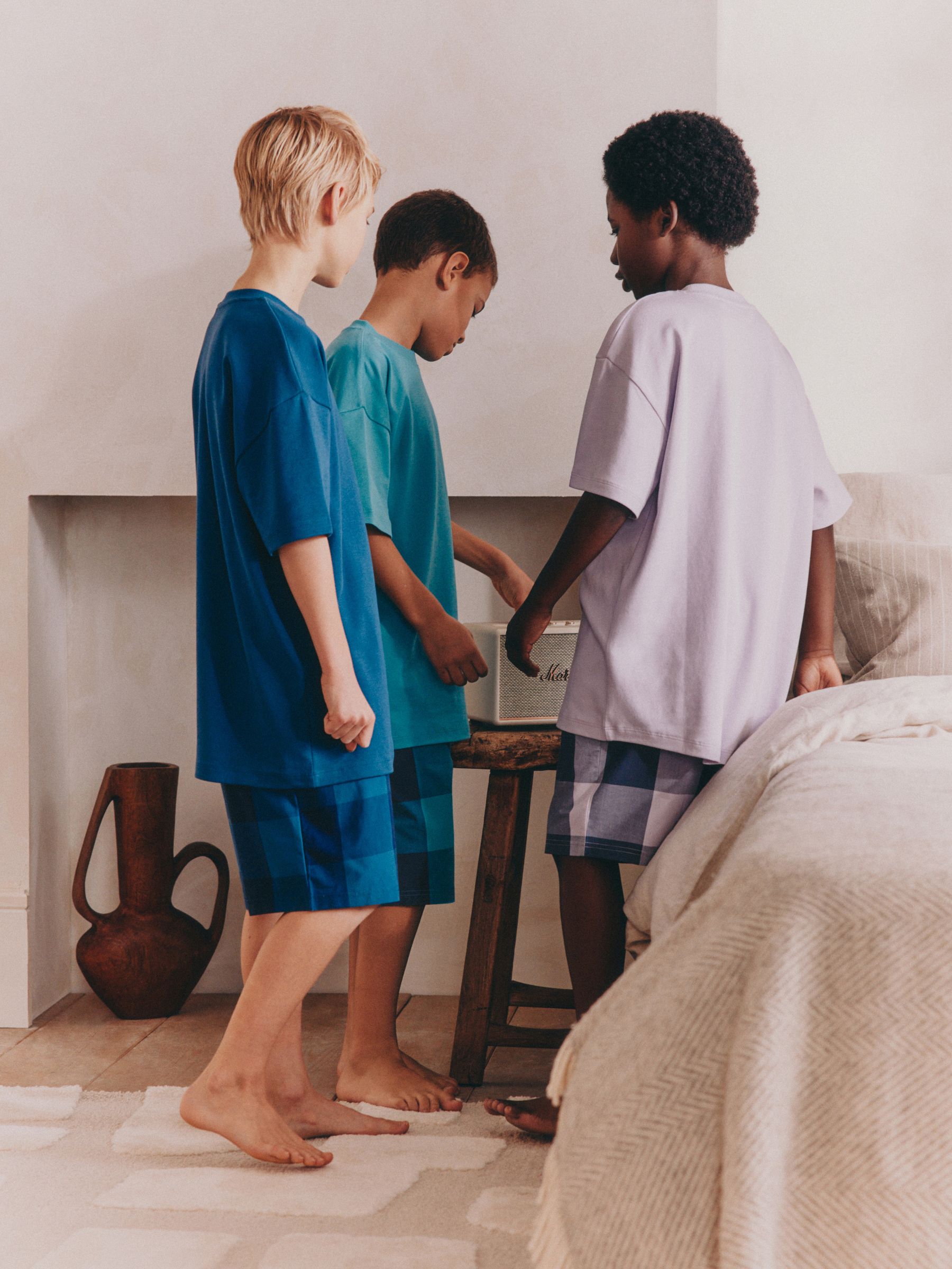 Buy Purple/Teal/Blue Woven Check Short Pyjamas 3 Pack (3-16yrs) from ...