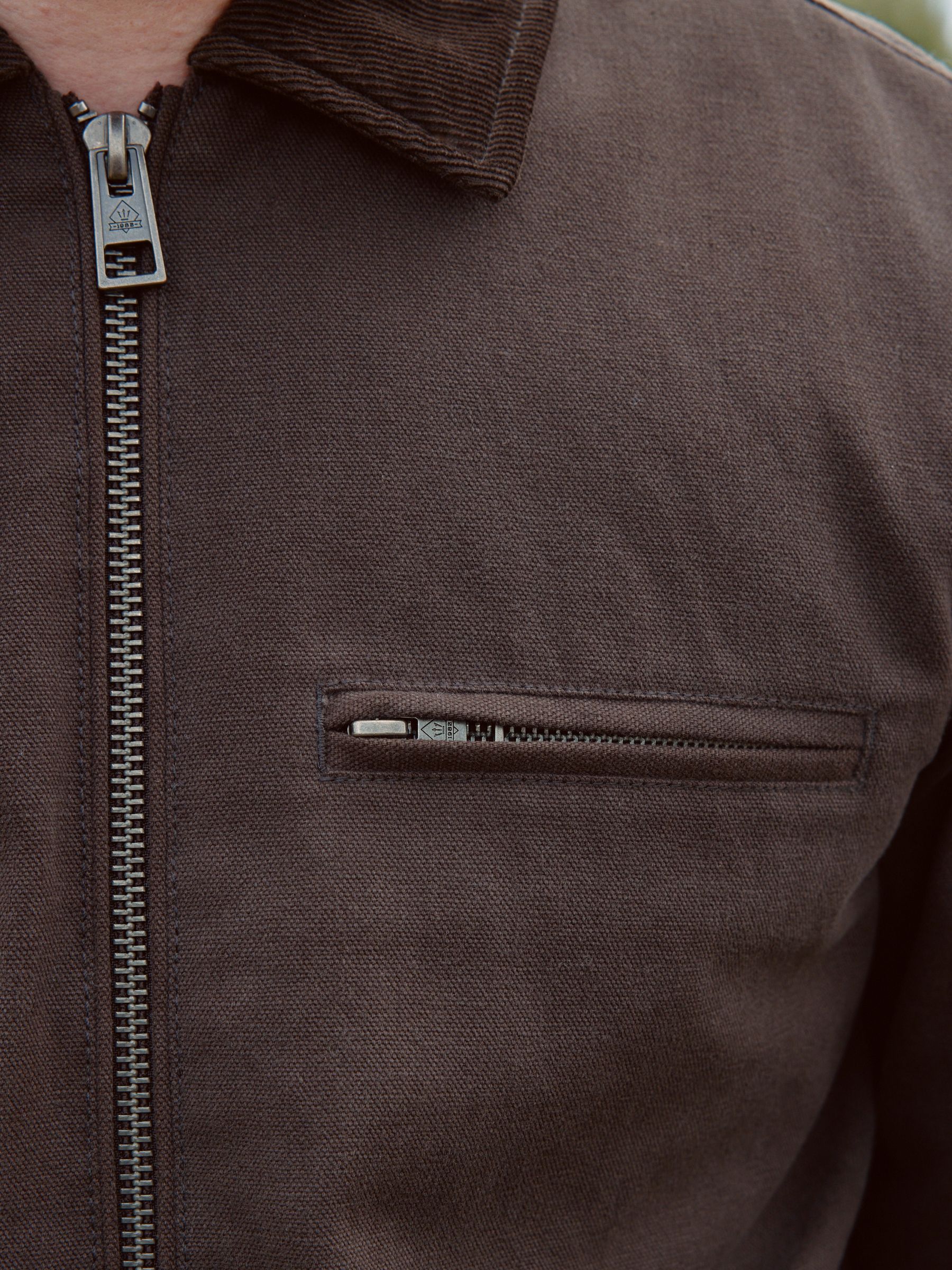 Buy Brown Corduroy Collar Canvas Jacket from the Next UK online shop