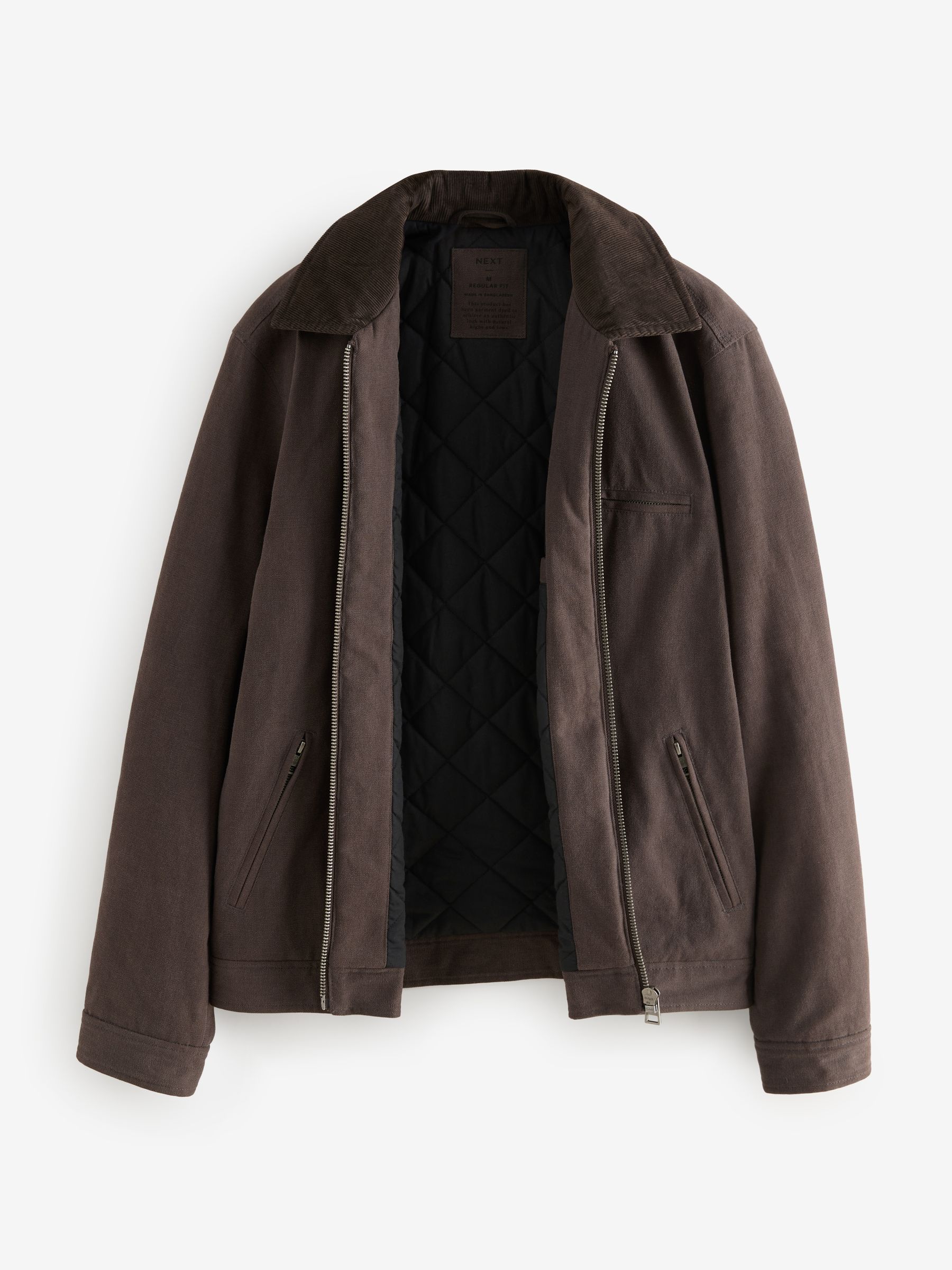 Buy Brown Corduroy Collar Canvas Jacket from the Next UK online shop