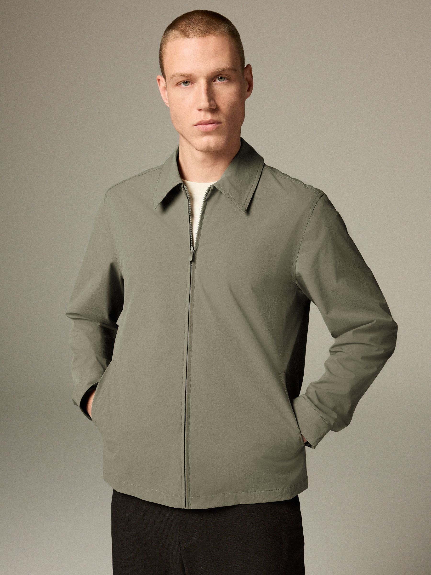 Buy Sage Green Lightweight Collared Shacket from the Next UK online shop