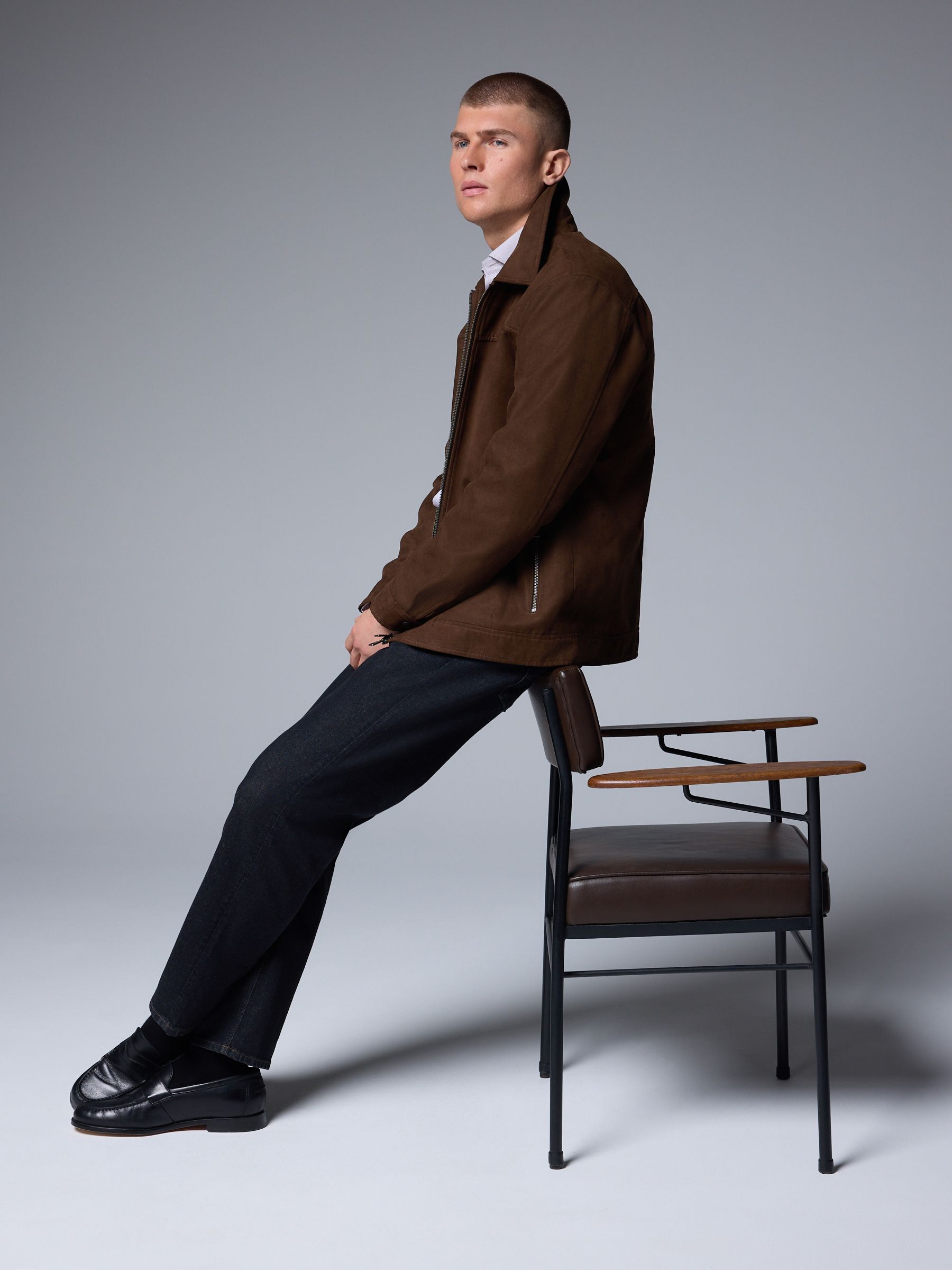 Buy Brown Faux Suede Zip Through Collared Shacket from the Next UK ...