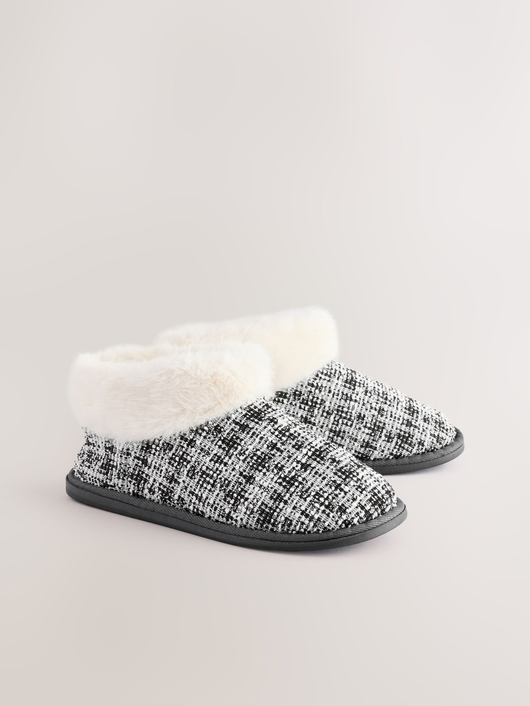 Buy Neutral Tweed Boot Slippers with Faux Fur Lining from the Next UK ...