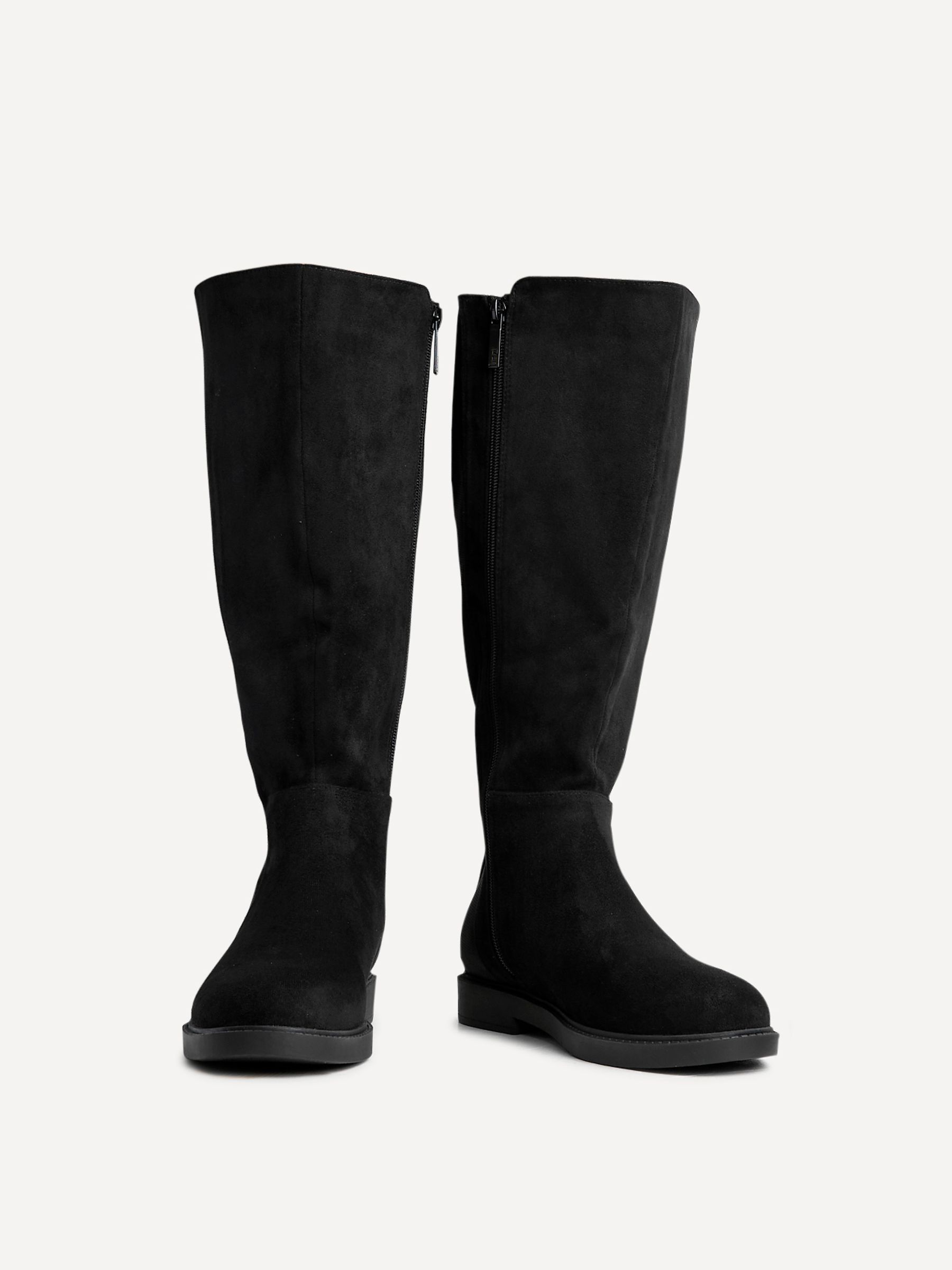 Buy Linzi Black Wide Fit Wide Fit Steel High Leg Boots With Stretch ...