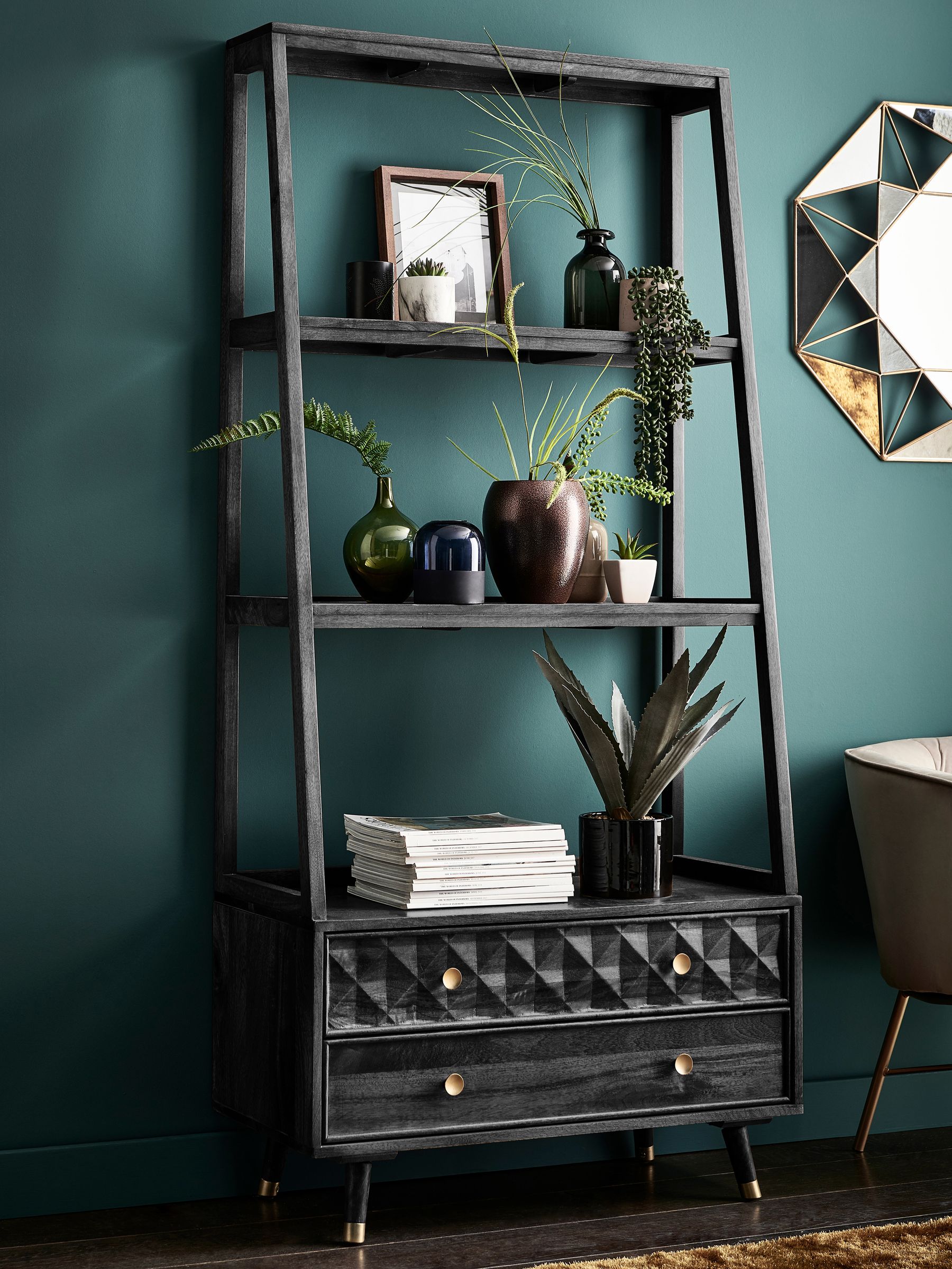 Buy Black Lloyd Mango Wood Storage Ladder Shelf from the Next UK online ...