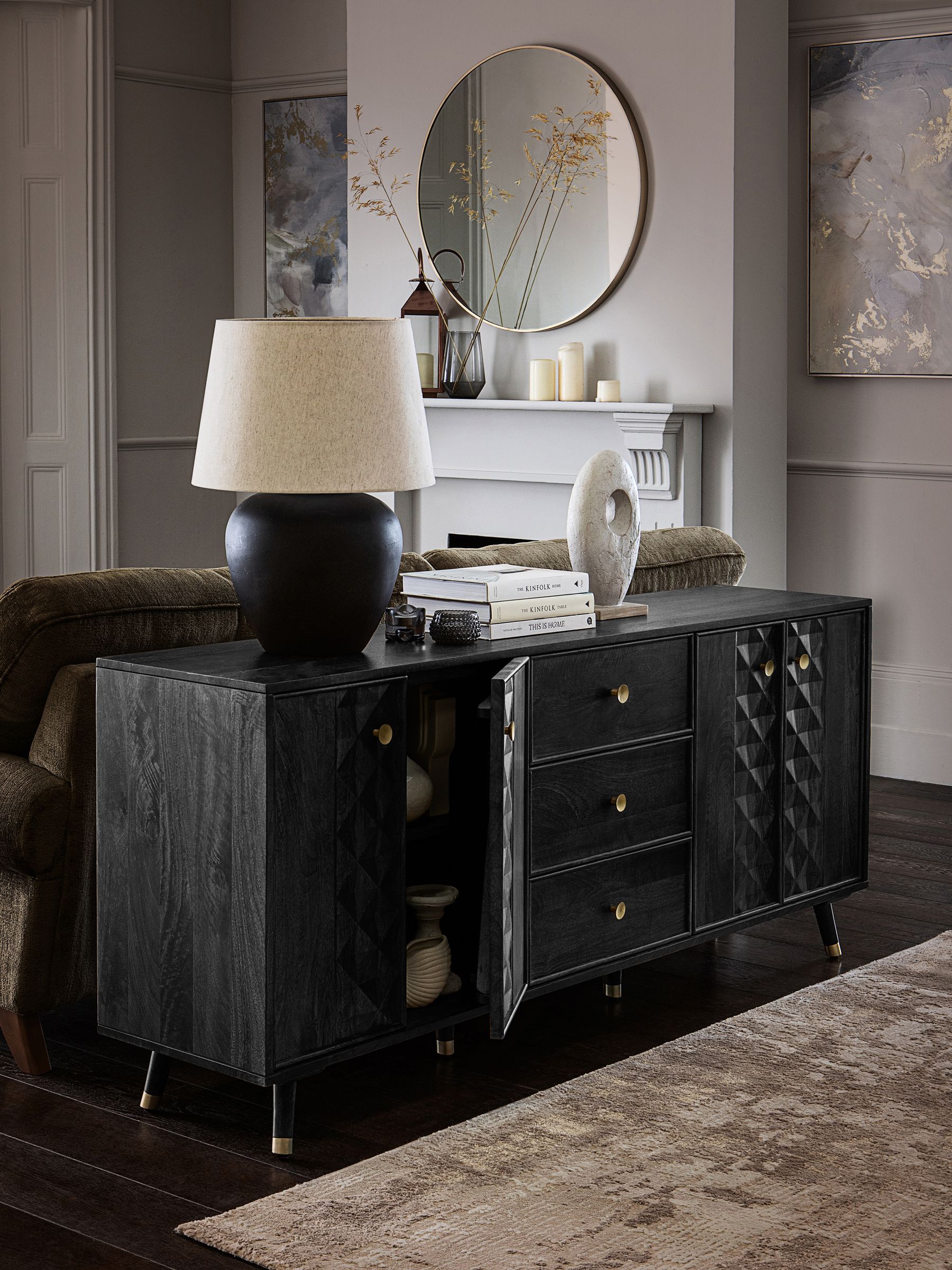 Buy Black Lloyd Mango Wood Extra Large Sideboard from the Next UK ...