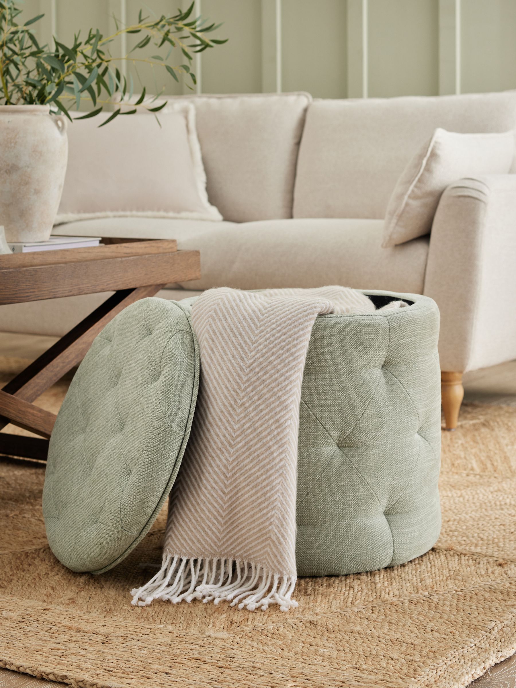 Buy Soft Texture Sage Green Hartford Upholstered Storage Footstool from ...