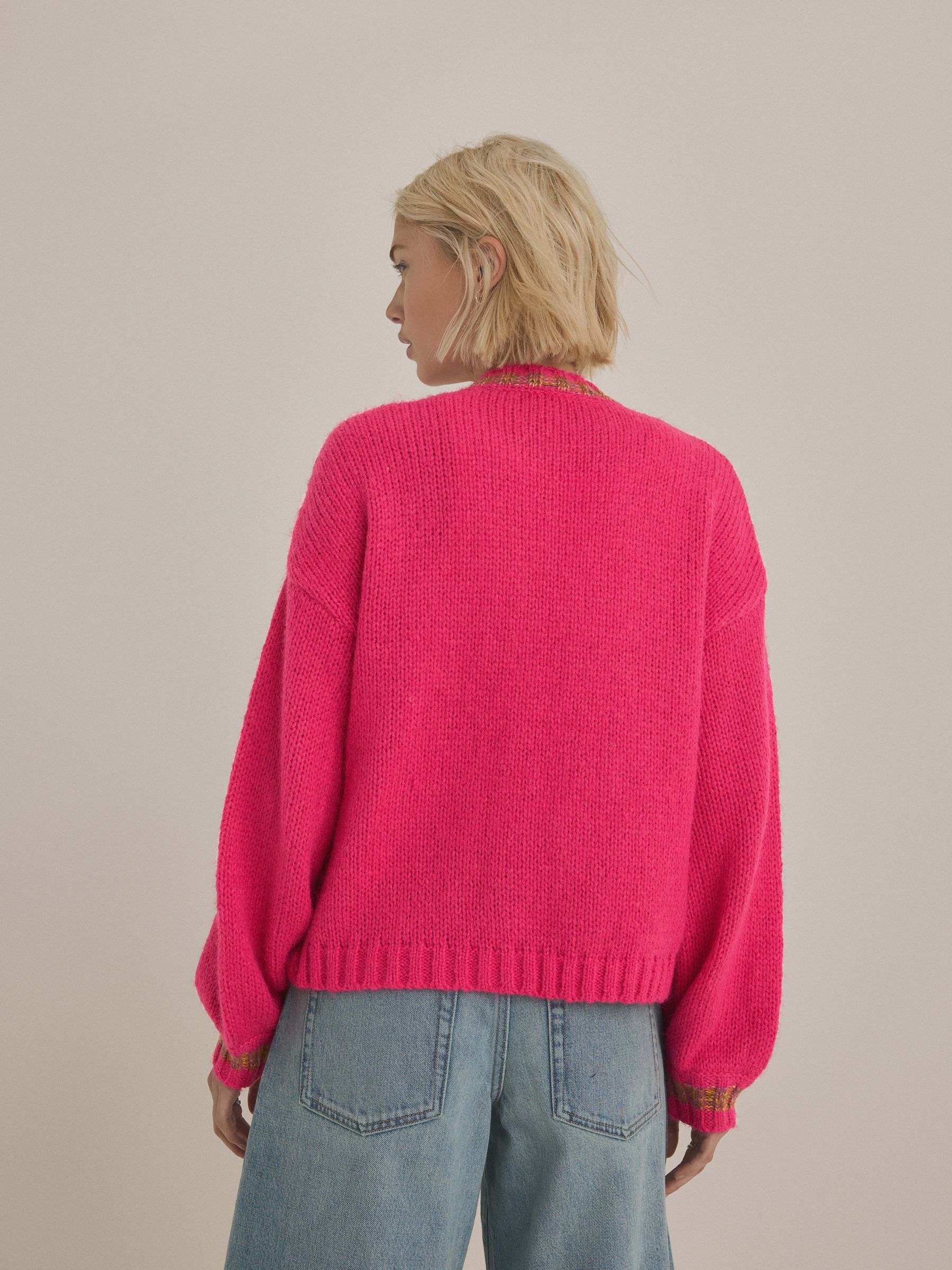 Buy Pink Hand Crochet Long Sleeve Crew Neck Cardigan from Next Ireland