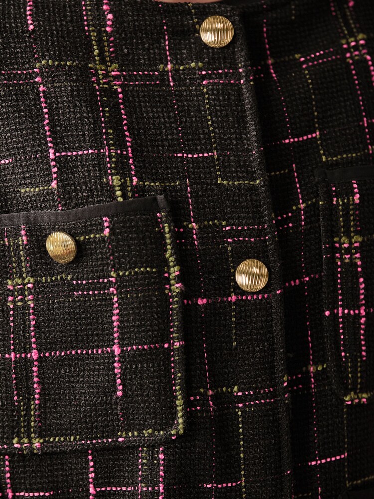 Buy Black Checked Collarless Jacket from Next Australia