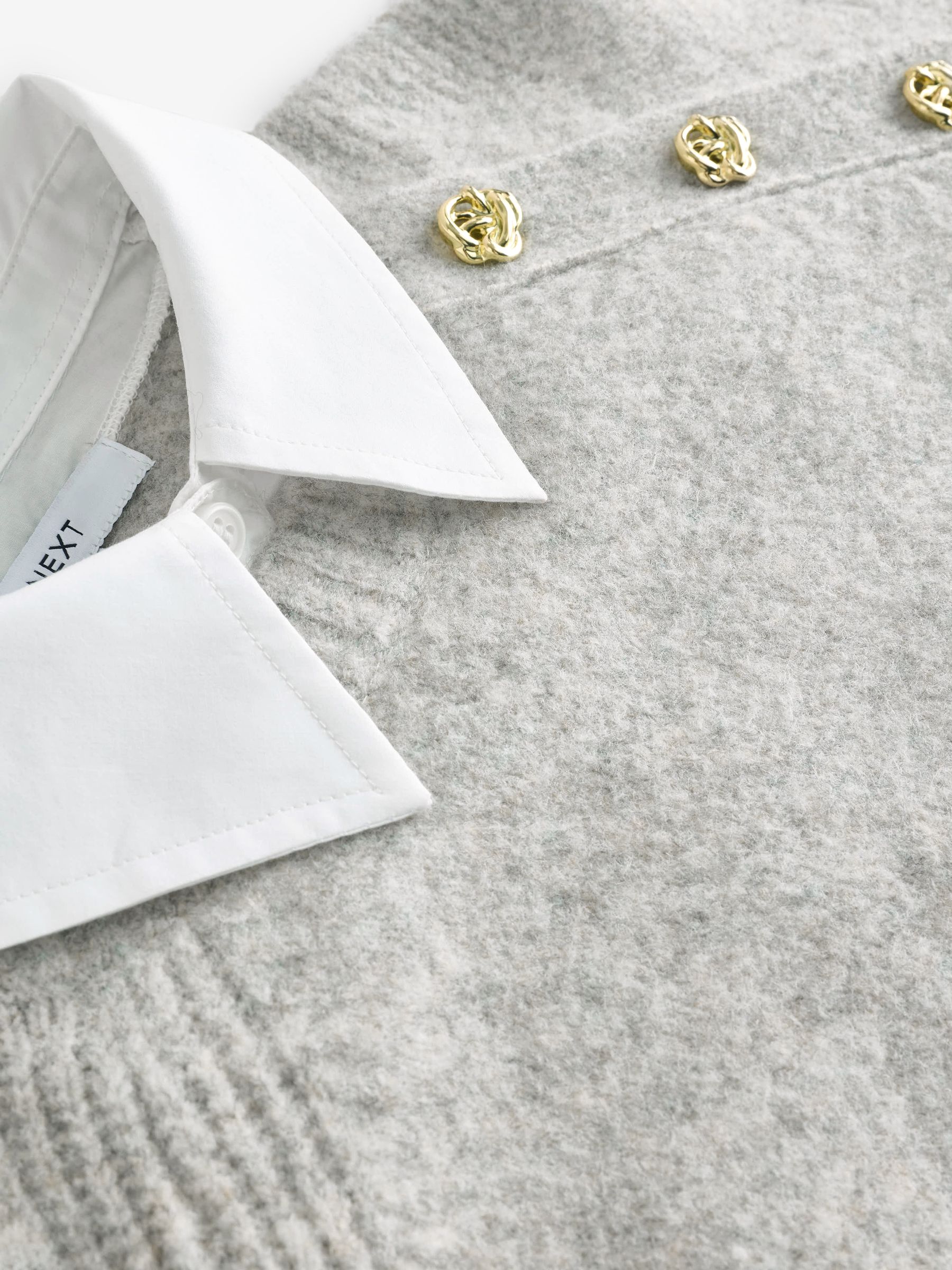 Buy Grey Layered Long Sleeve Collared Gold Detailed Button Jumper with ...