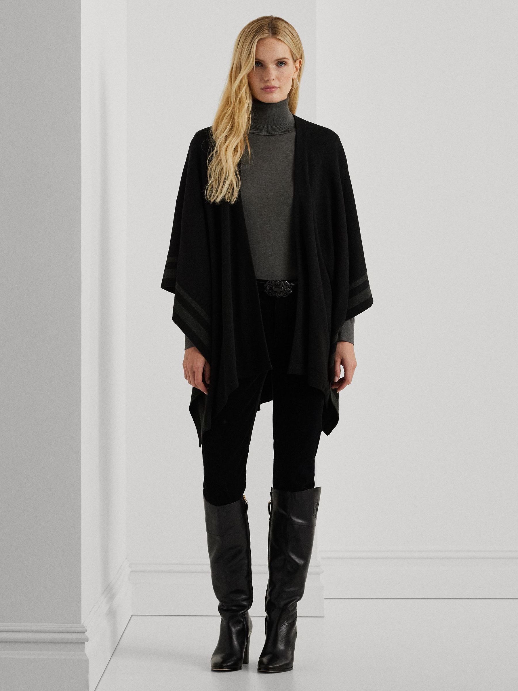 Buy Lauren Ralph Lauren Acrylic Stripe Detail Brown Poncho from the ...