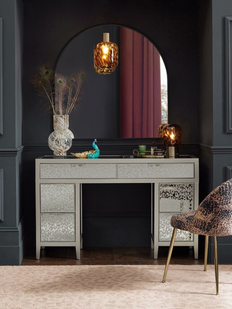 Buy Silver Cora Leopard Print Glass Console Dressing Table from the ...