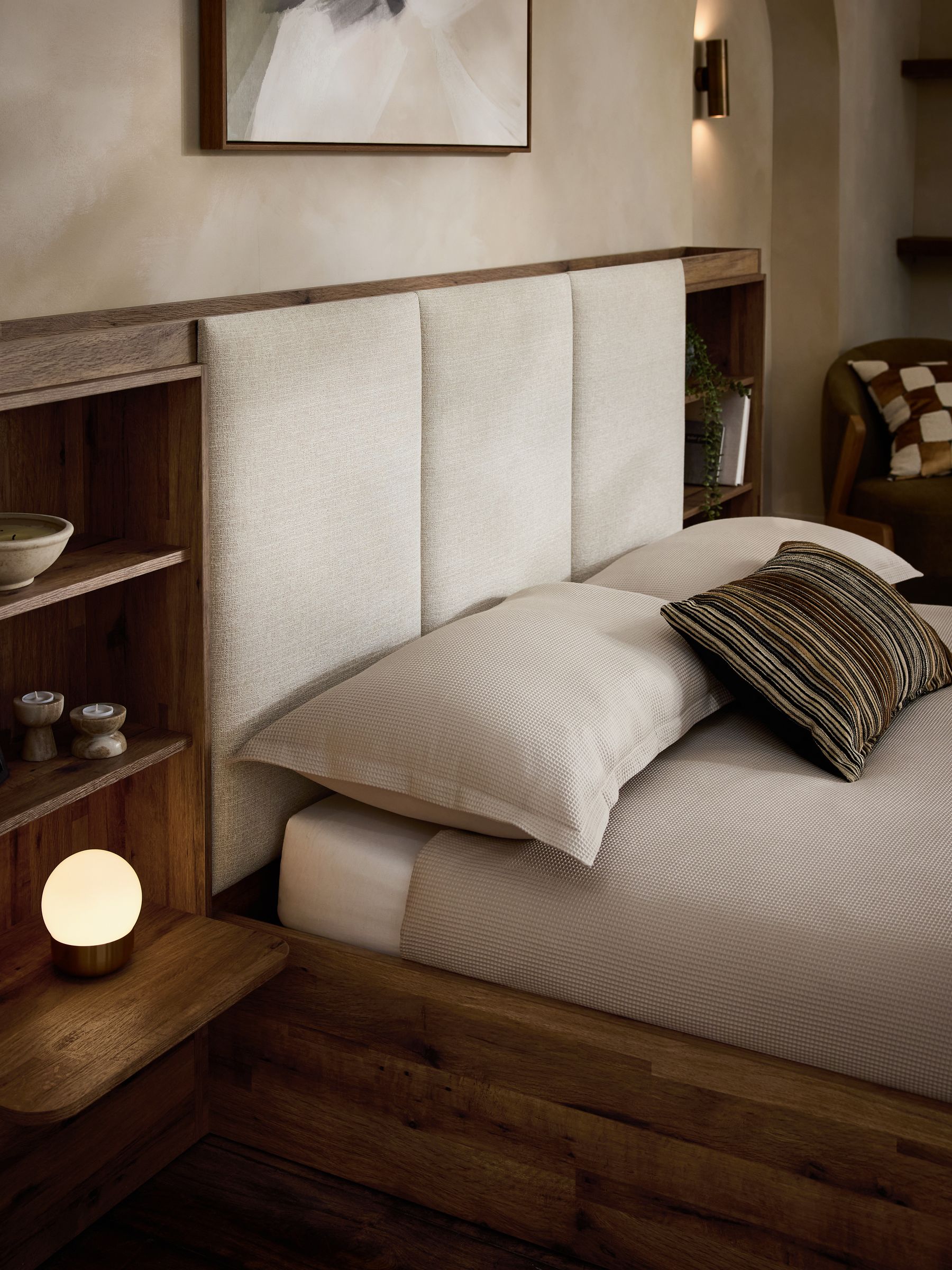 Buy Tweedy Plain Light Natural Bronx Wooden Bookcase Cupboard Ottoman ...