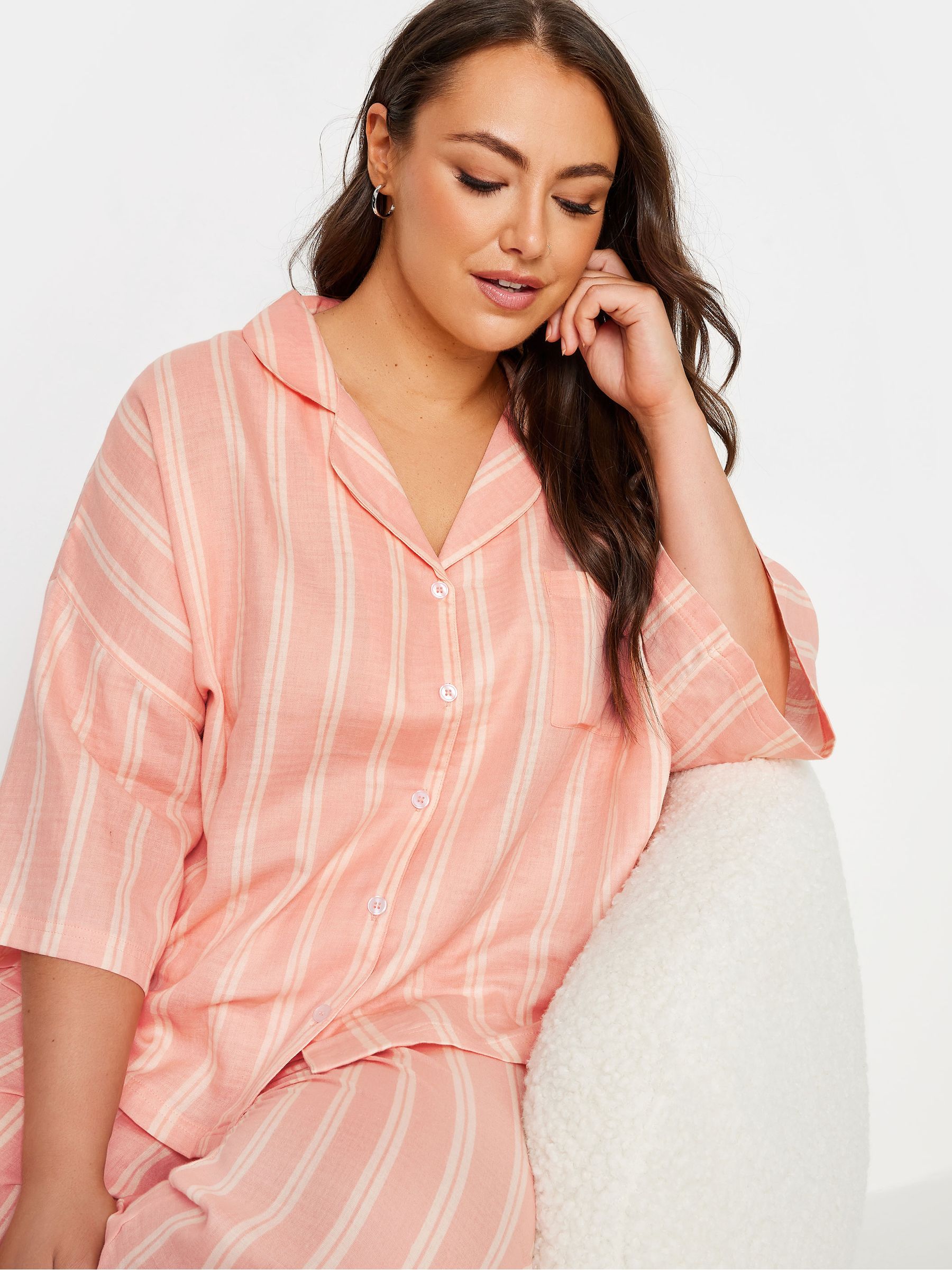 Buy Yours Curve Orange Double Cloth Check 100% Cotton Pyjamas Set from ...