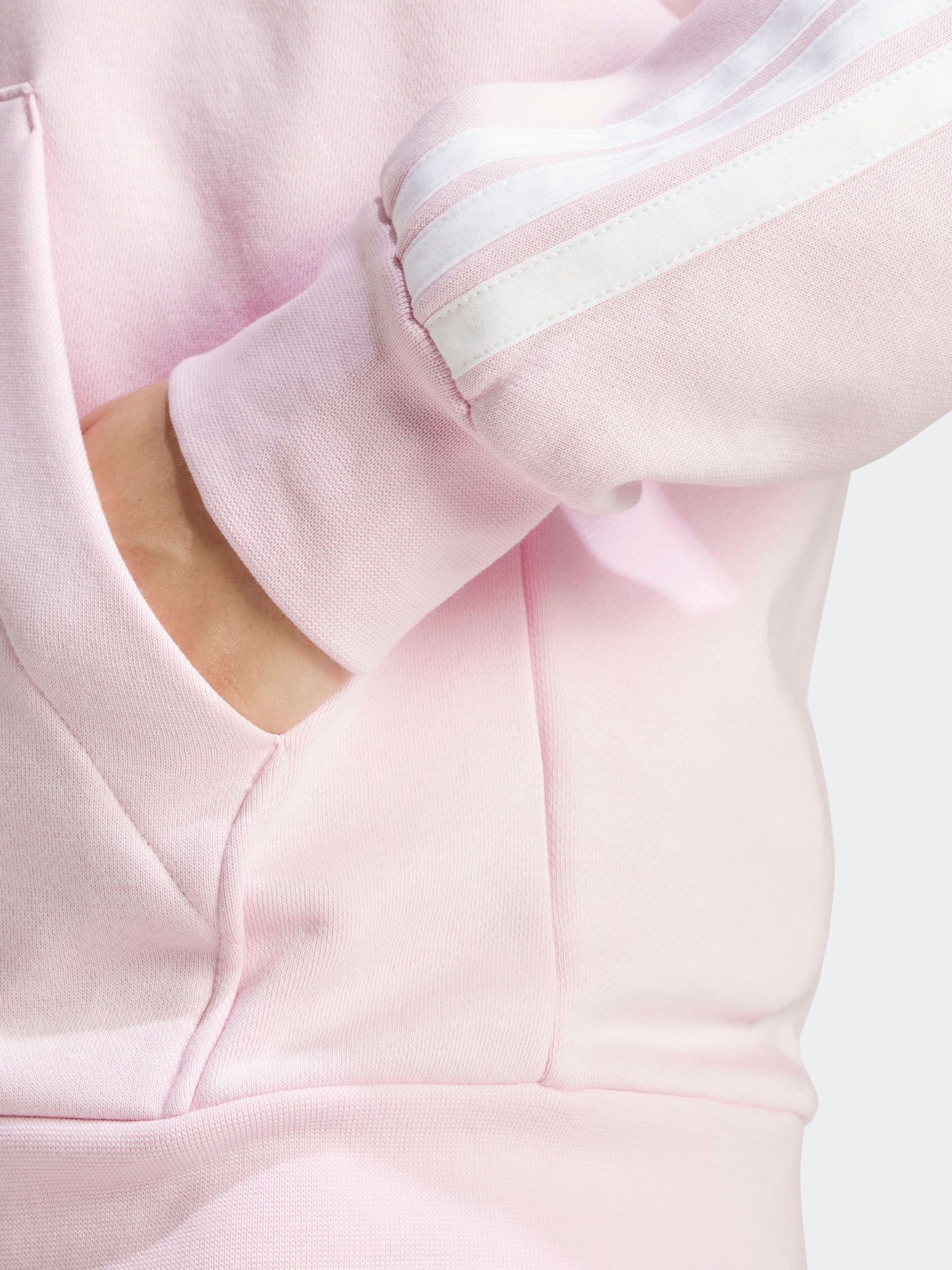 Buy adidas Pink Essentials 3-Stripes Full Zip Fleece Hoodie from the ...
